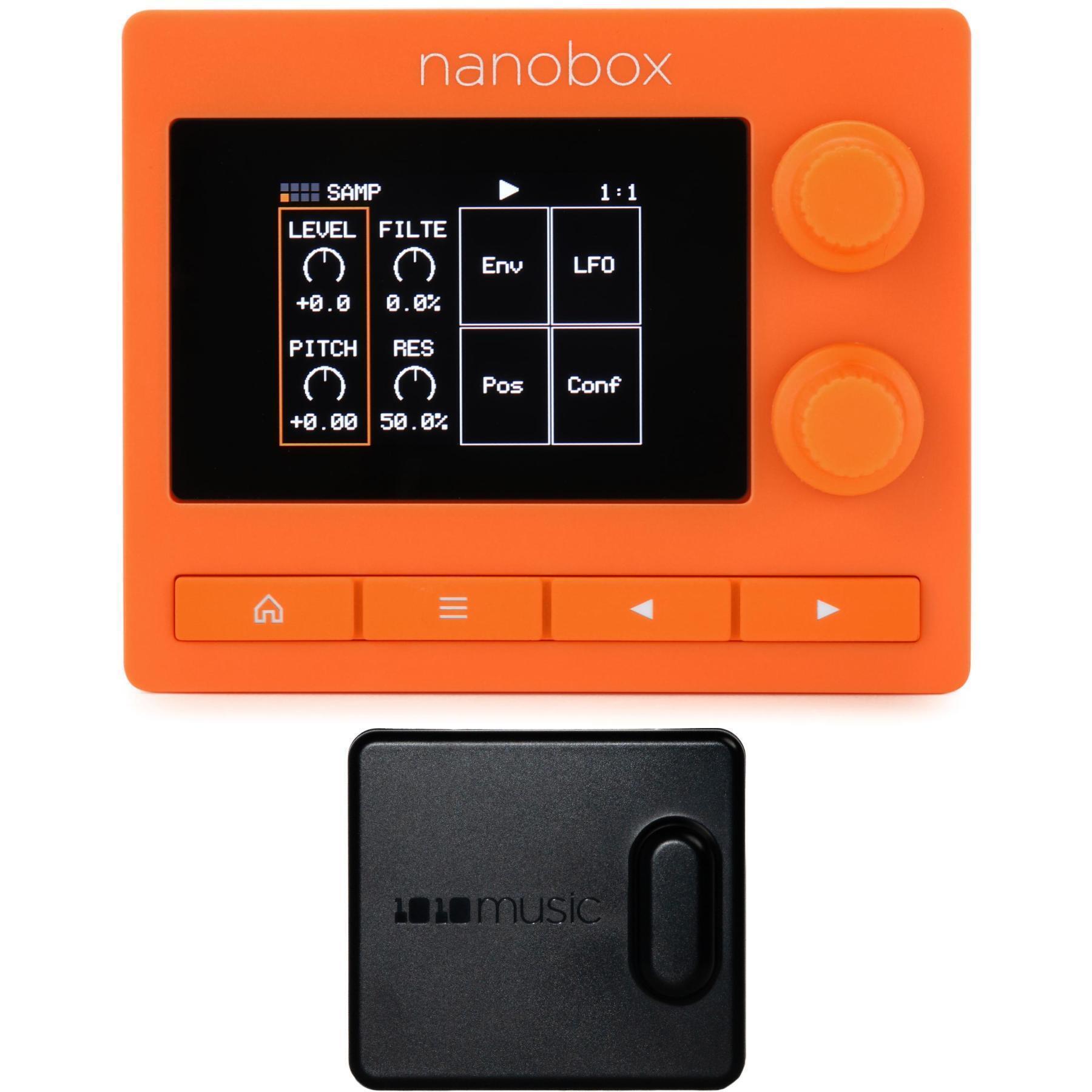 1010music Nanobox Tangerine Sampler Module with Battery Case | Sweetwater