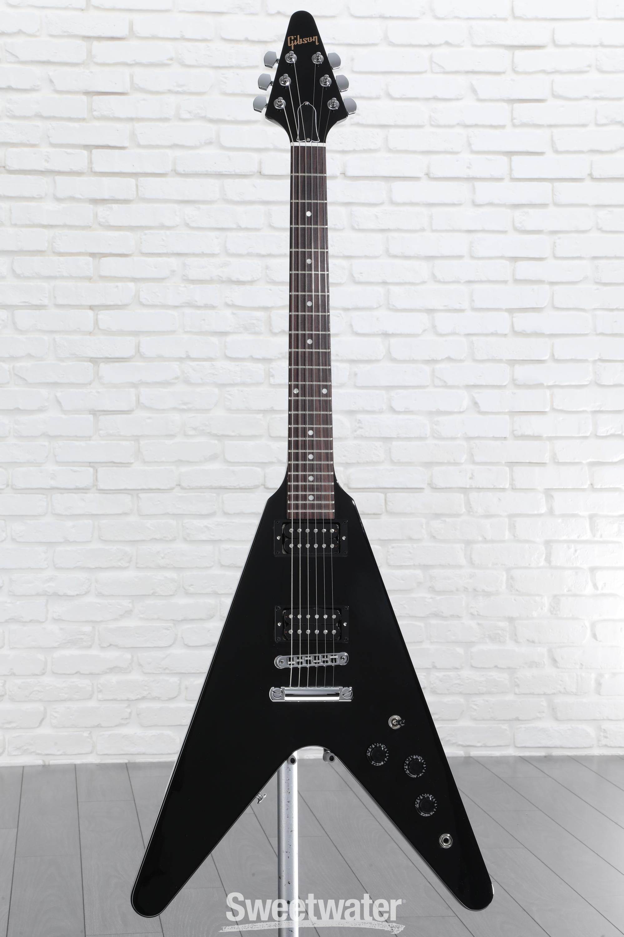 Gibson 80s Flying V Solidbody Electric Guitar - Ebony | Sweetwater