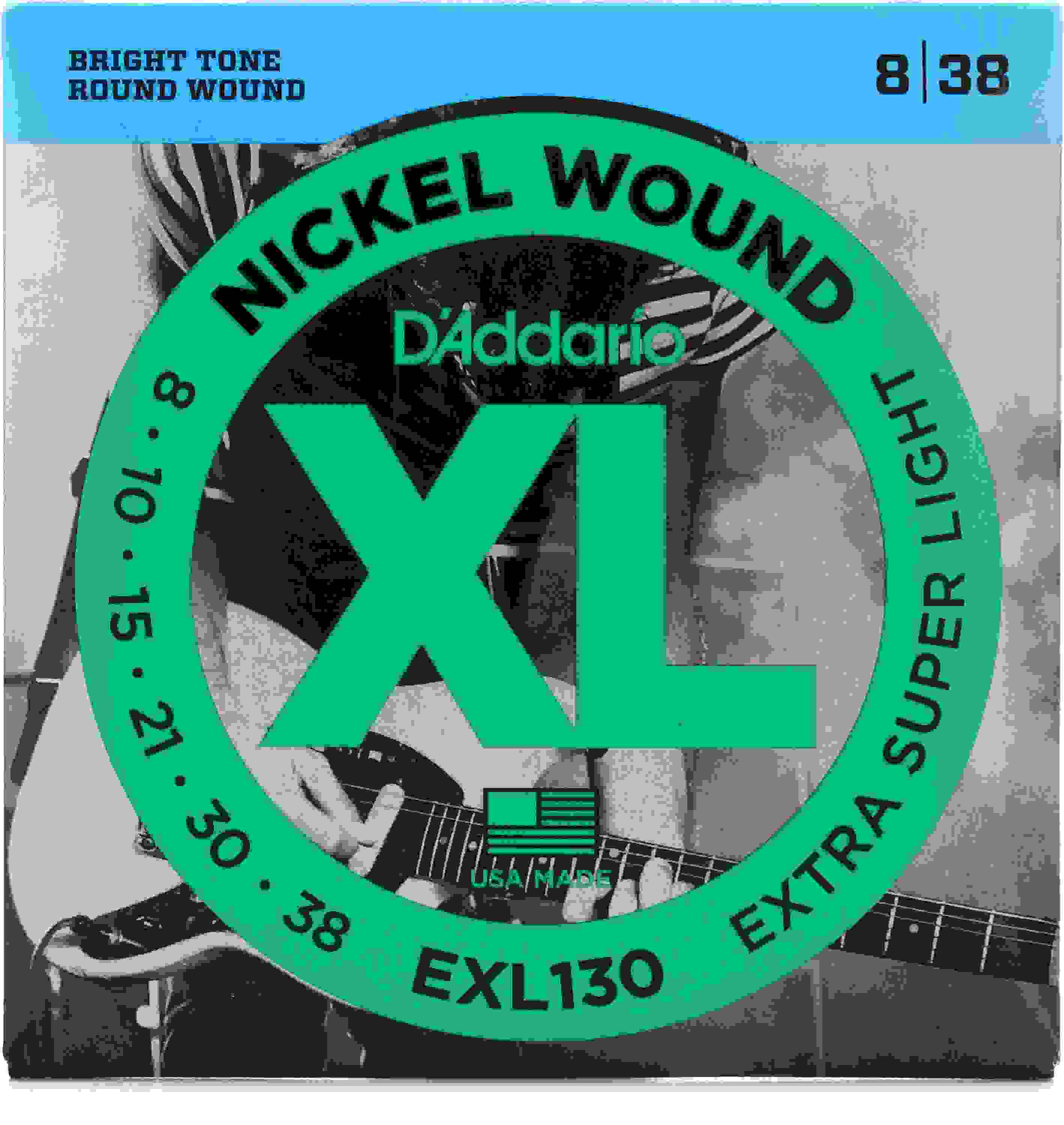 D'Addario EXL130 XL Nickel Wound Electric Guitar Strings - .008-.038 ...
