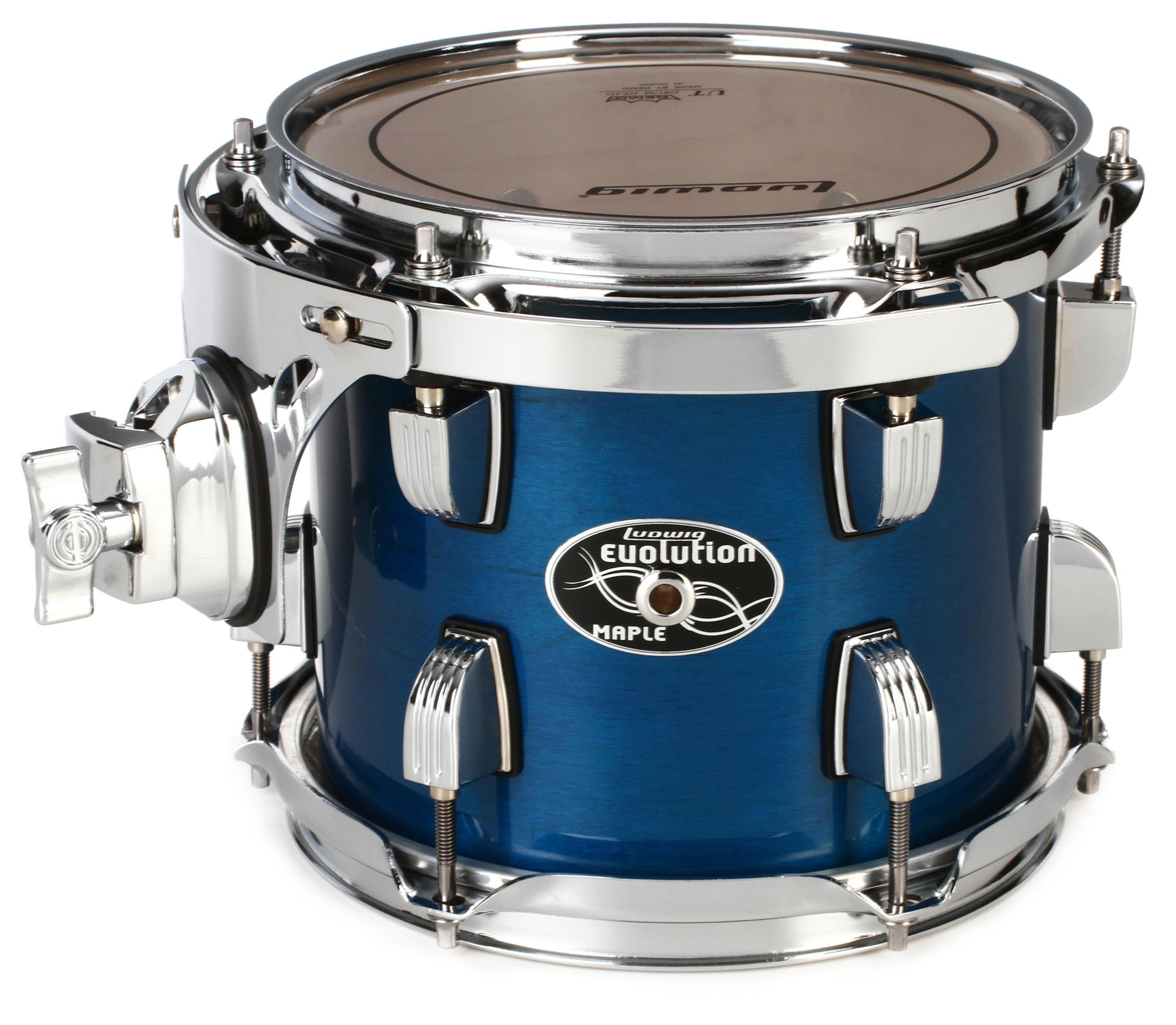 Ludwig Evolution Maple Mounted Tom - 7 x 8 inch - Transparent Blue ...