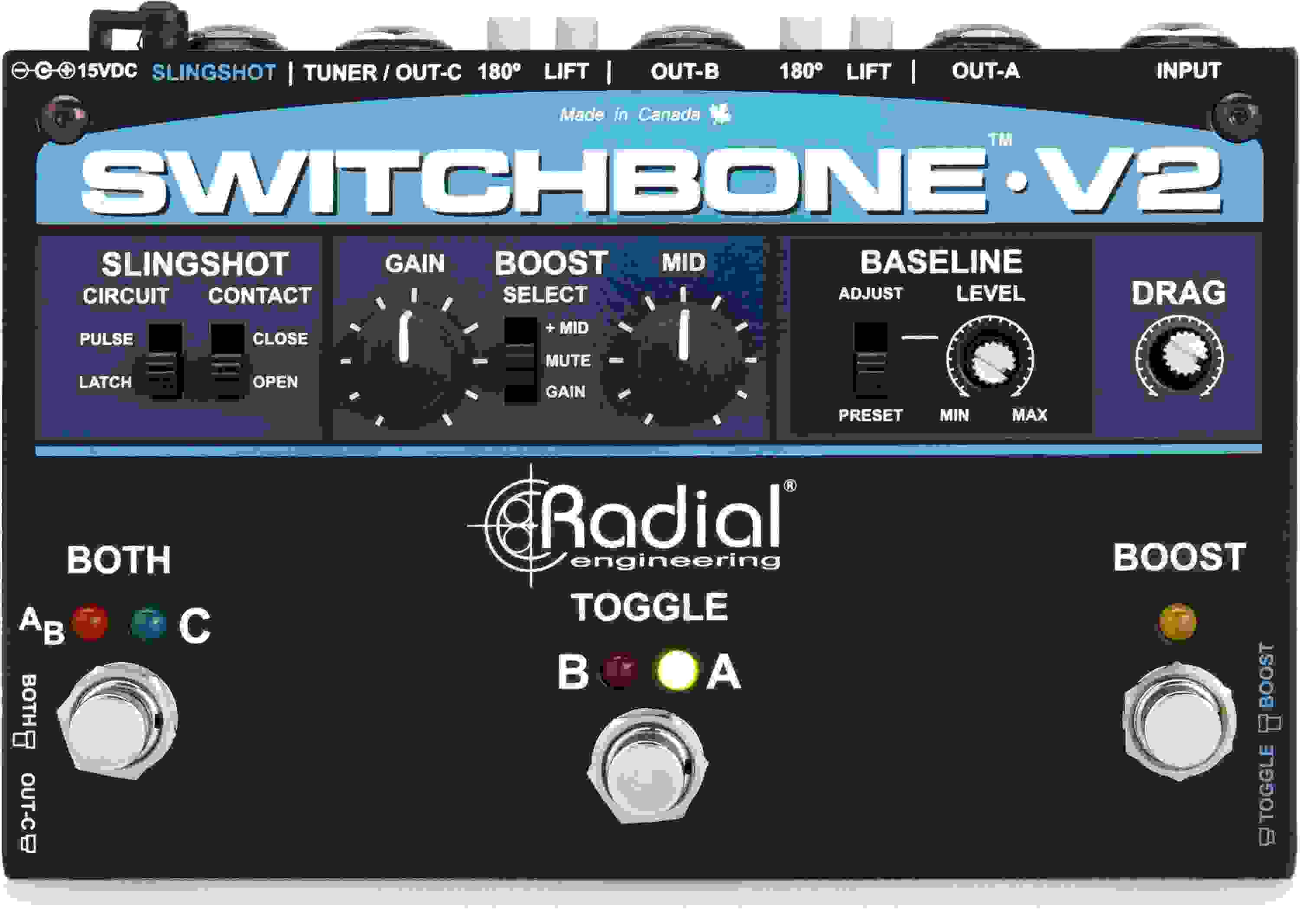 Radial Switchbone V2 ABY/C Amp Selector and Boost Pedal | Sweetwater