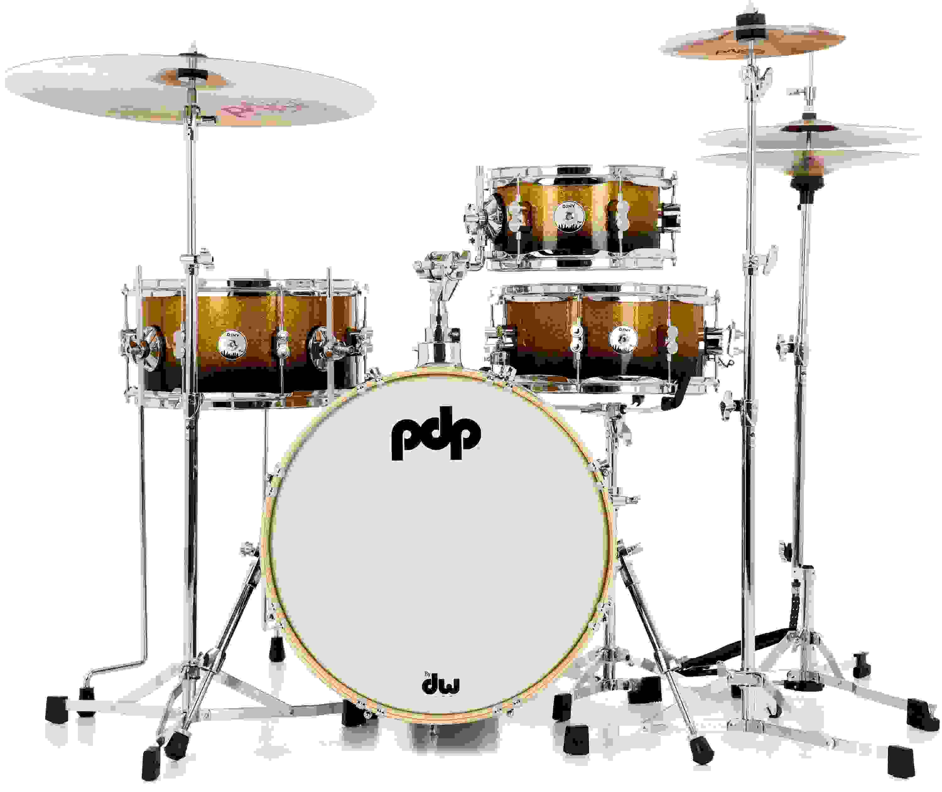 PDP Daru Jones New Yorker 4-piece Drum Set - Gold to Black Sparkle Fade ...