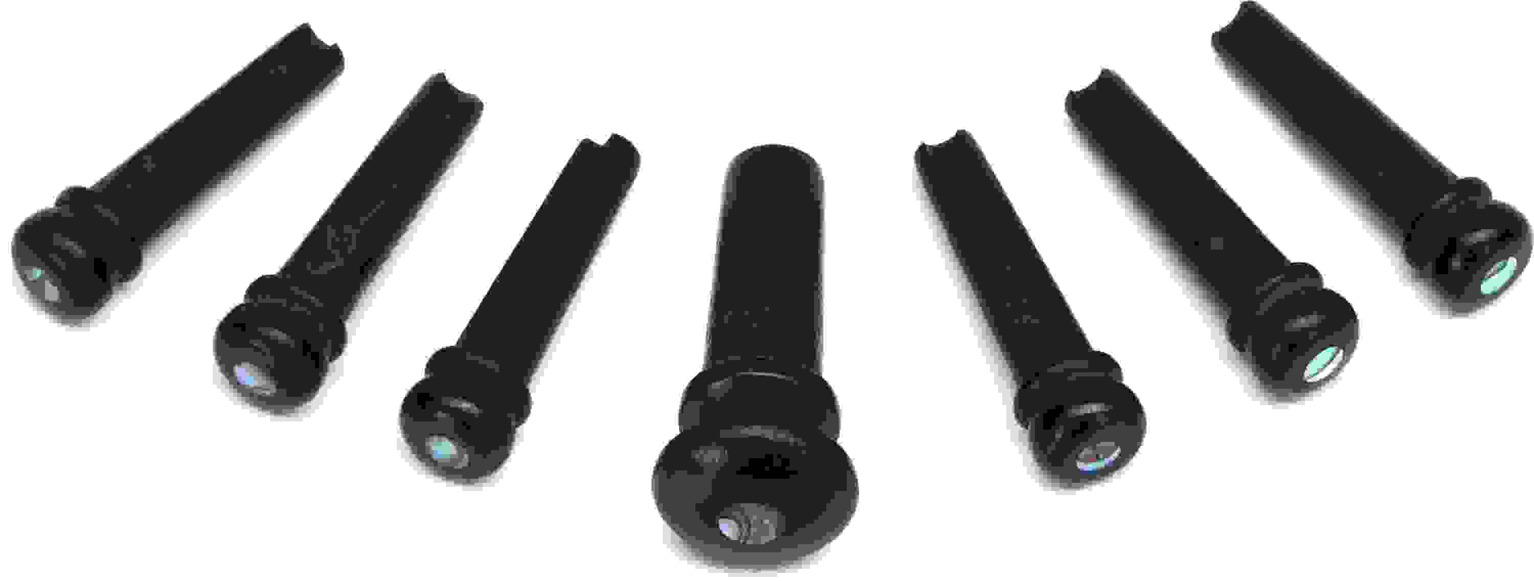 D'Addario Wood Bridge Pins (set of 6) - Ebony with Abalone Inlay ...