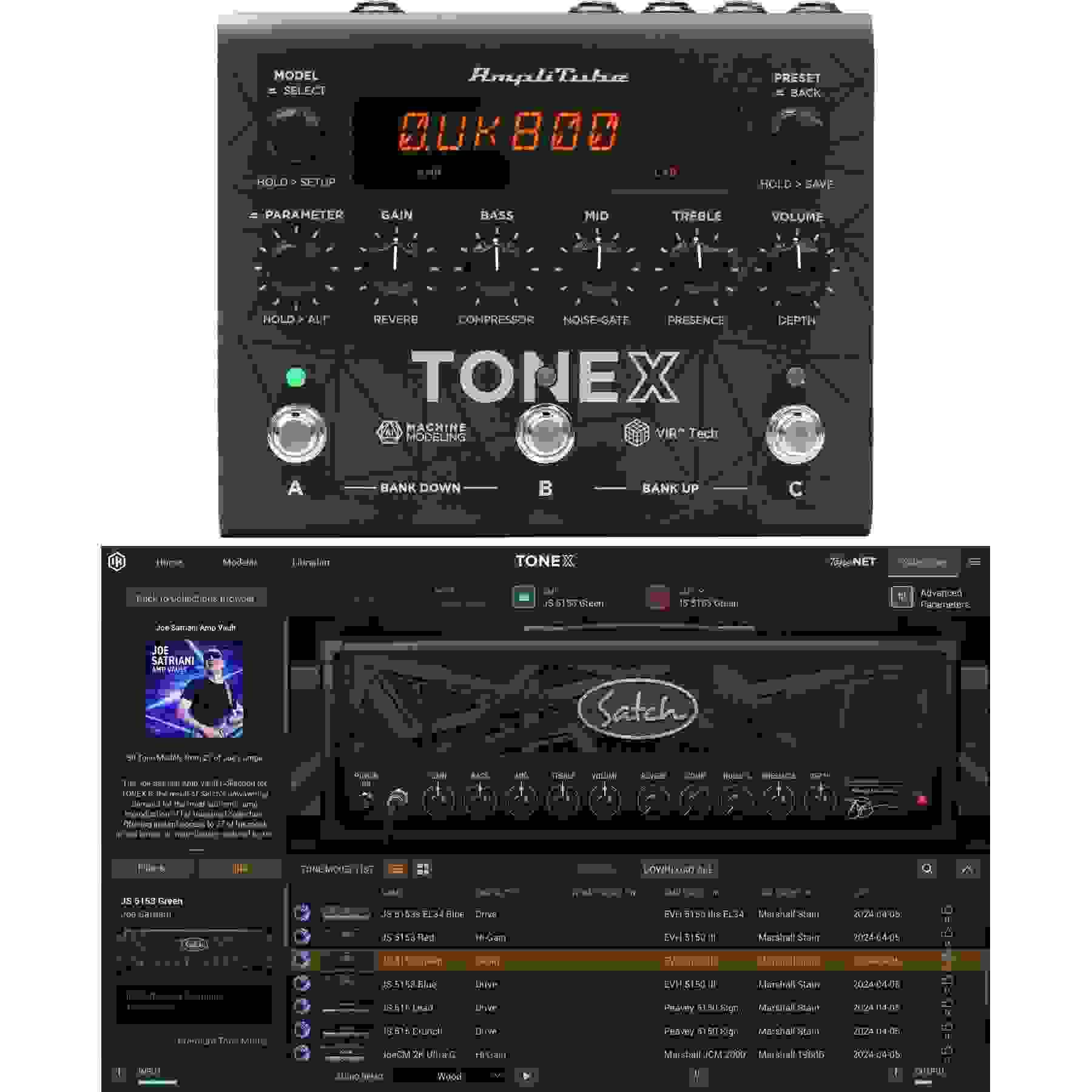 IK Multimedia TONEX Pedal Amplifier/Cabinet/Pedal Modeler with Joe Satriani Amp Vault Expansion ...