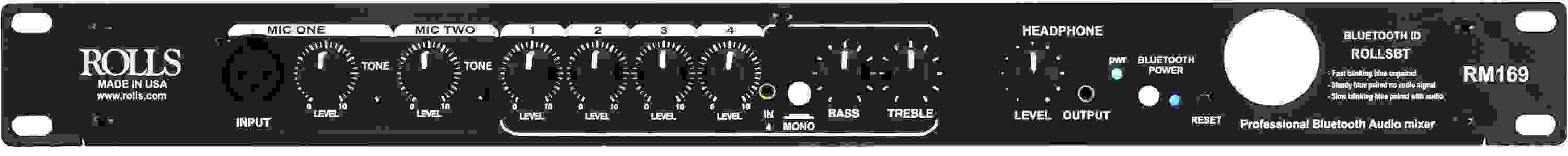 Rolls RM169 6-channel Rackmount Mixer with Bluetooth | Sweetwater