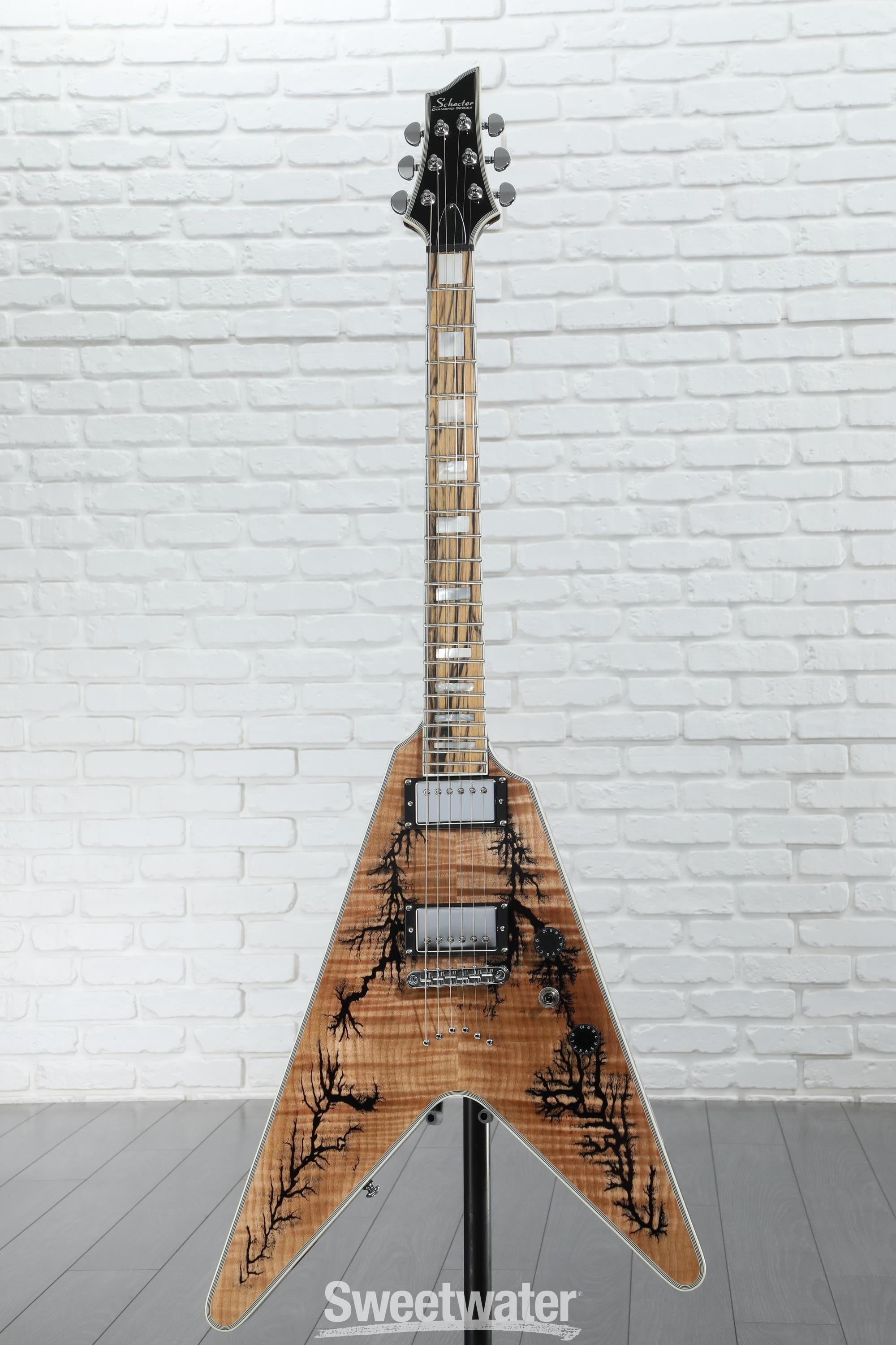 Schecter V-1 Electro Resin Electric Guitar - Black Electro Resin ...