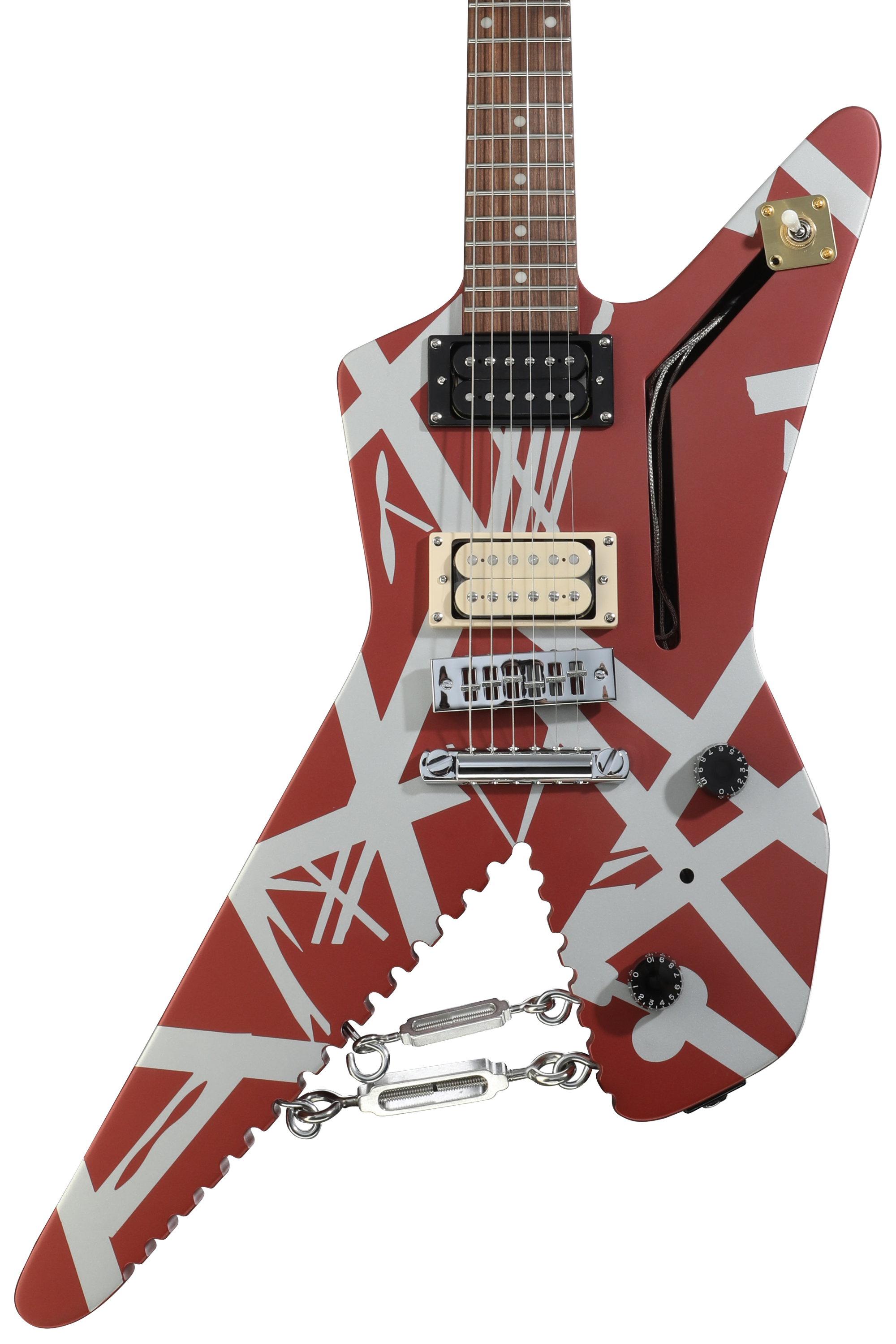 EVH Striped Series Shark Electric Guitar - Burgundy Red with Silver ...