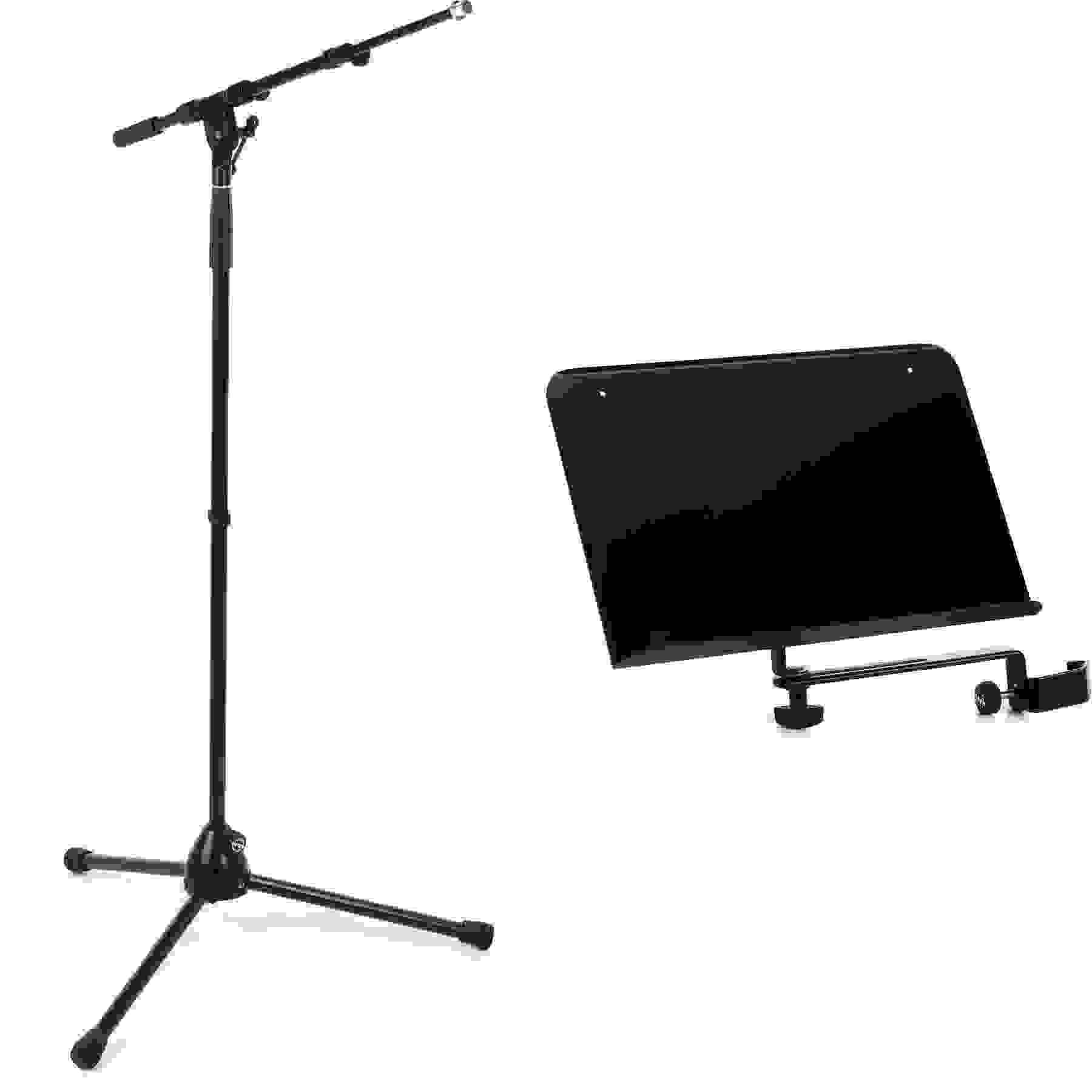 K&M 210/9 Telescoping Boom Microphone Stand and Clamp-on Sheet Music ...