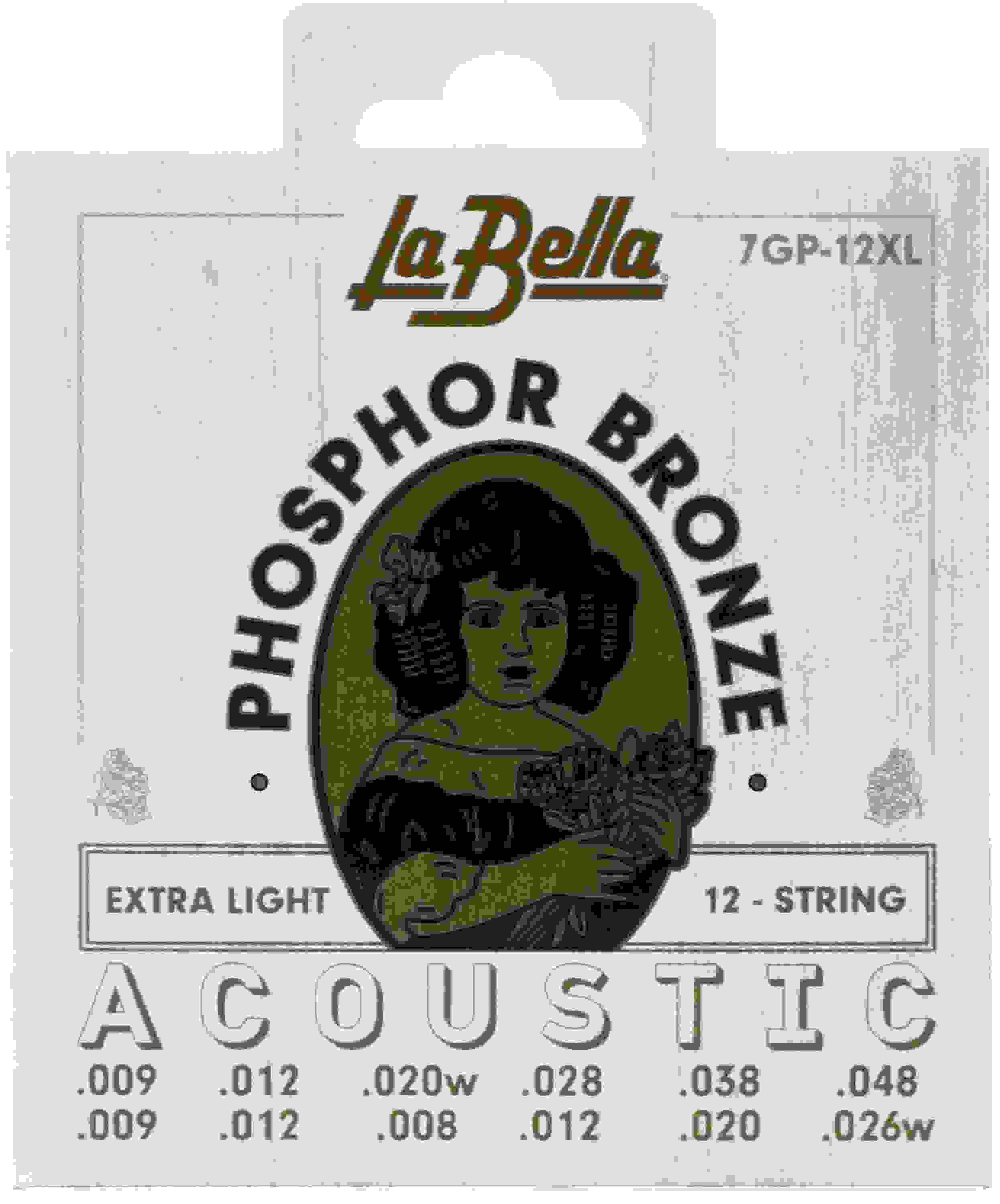 La Bella 7GP-12XL Phosphor Bronze Acoustic Guitar Strings - .009-.048 ...