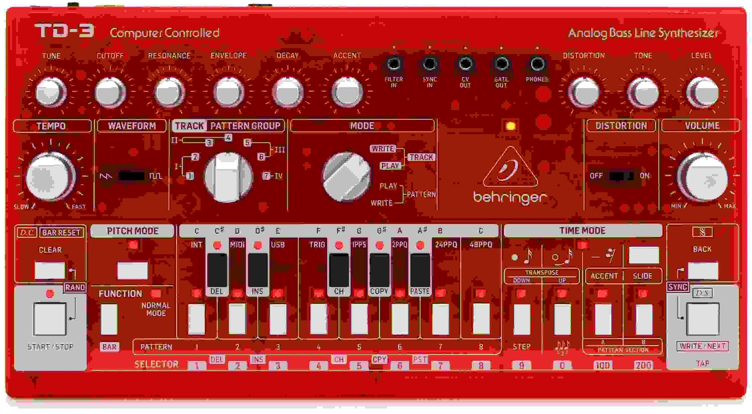 Behringer TD-3-SB Analog Bass Line Synthesizer - Strawberry | Sweetwater