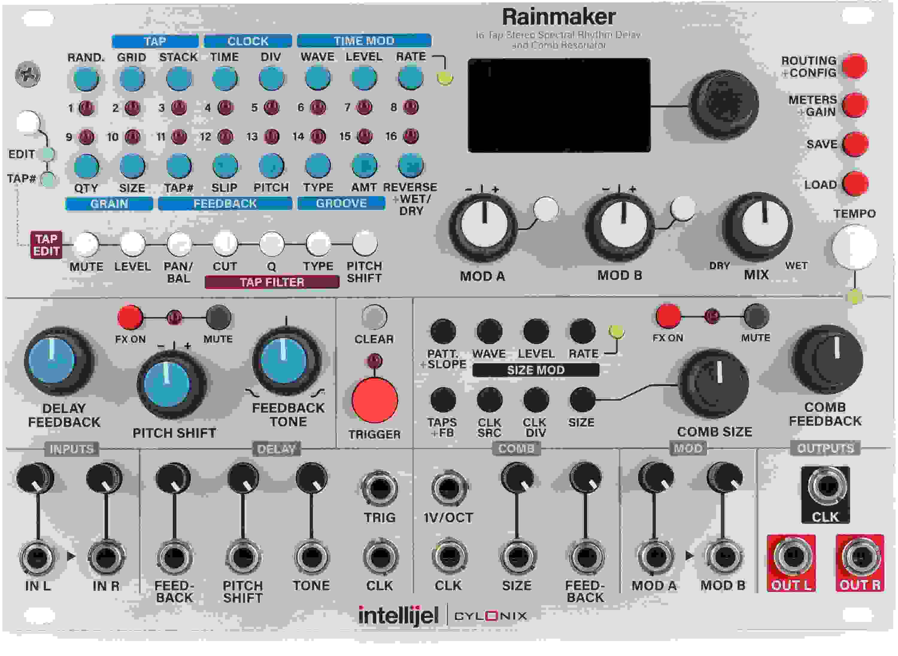 Intellijel Cylonix Rainmaker Eurorack Stereo Rhythmic Delay and Comb ...