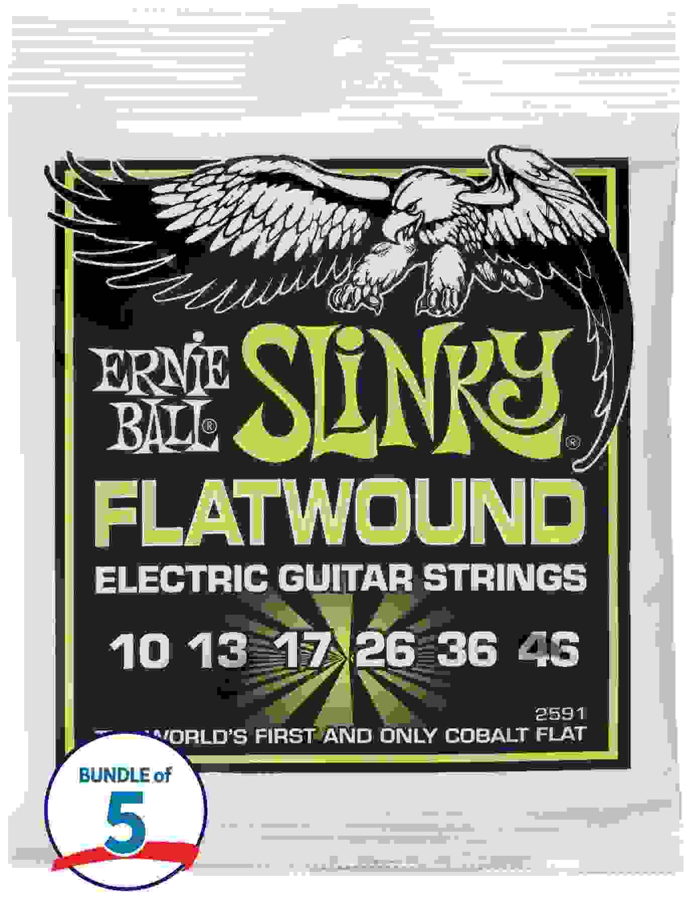 Ernie Ball 2591 Regular Slinky Flatwound Electric Guitar Strings - .010 ...