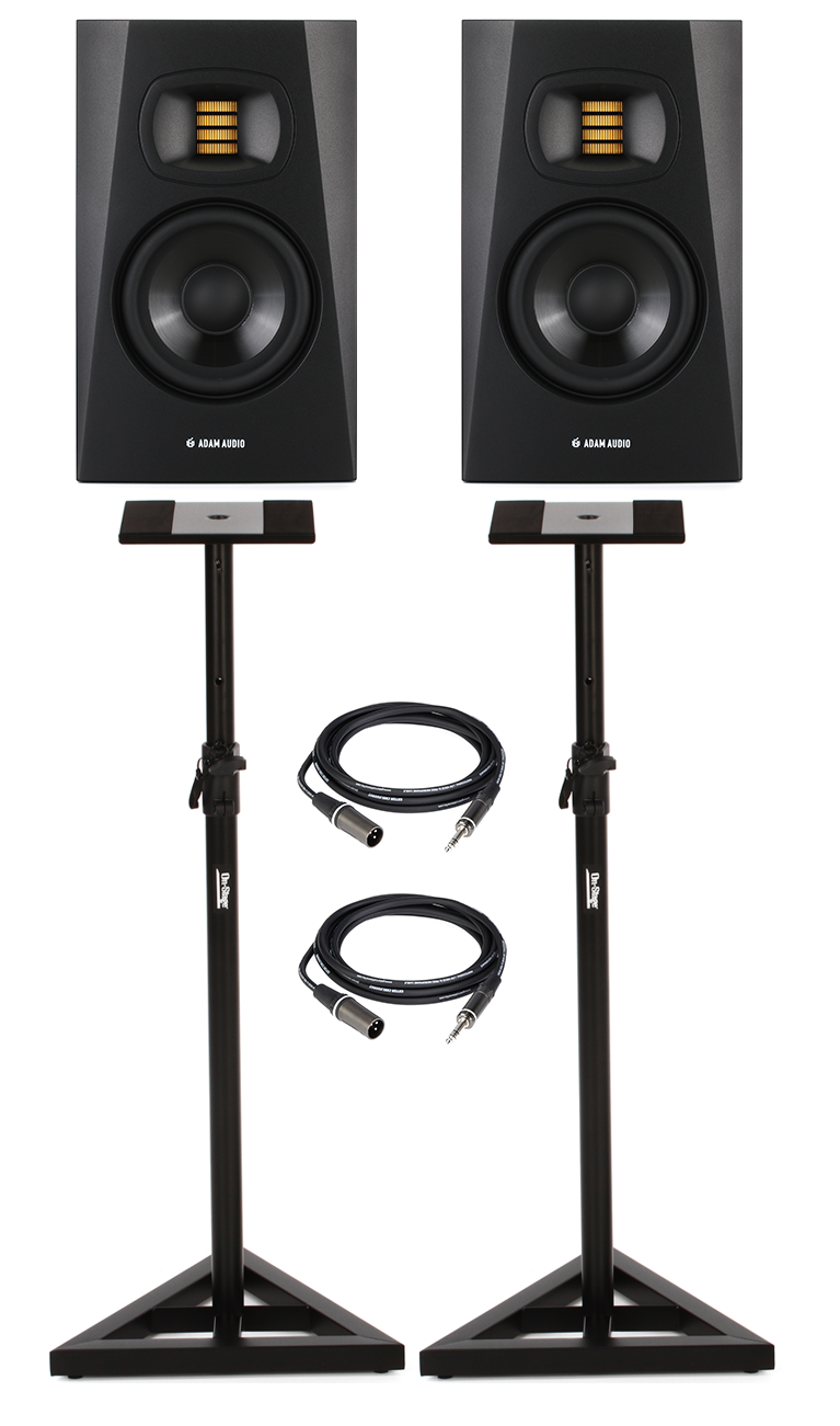 ADAM Audio T8V 8-inch Powered Studio Monitor Pair with Stands and ...