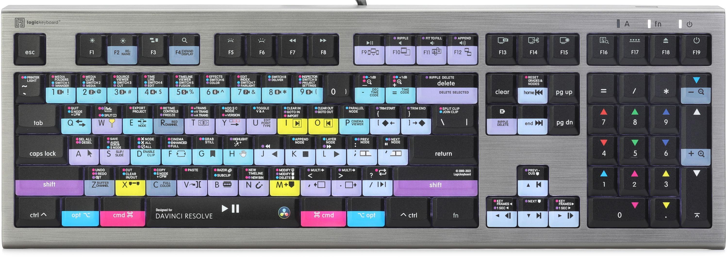 Logickeyboard ASTRA2 Backlit Keyboard for DaVinci Resolve - Mac ...