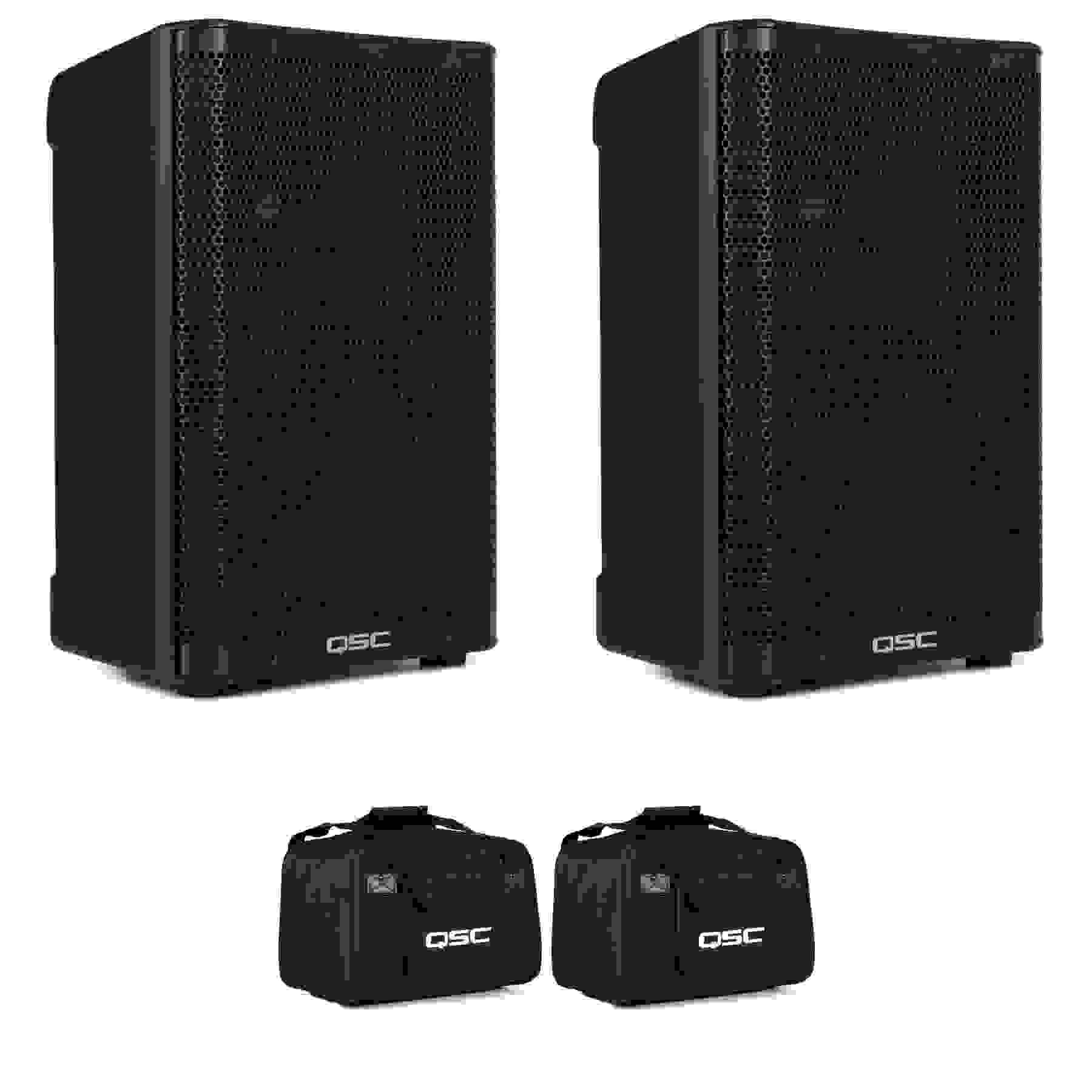 QSC CP8 1,000-watt 8-inch Powered Speaker Pair With Bags Bundle ...
