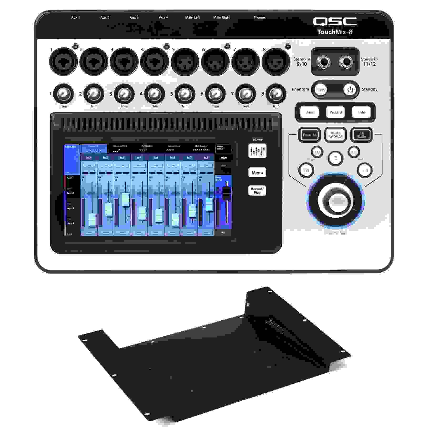 QSC TouchMix-8 14-channel Touchscreen Digital Mixer with Rackmount Kit ...