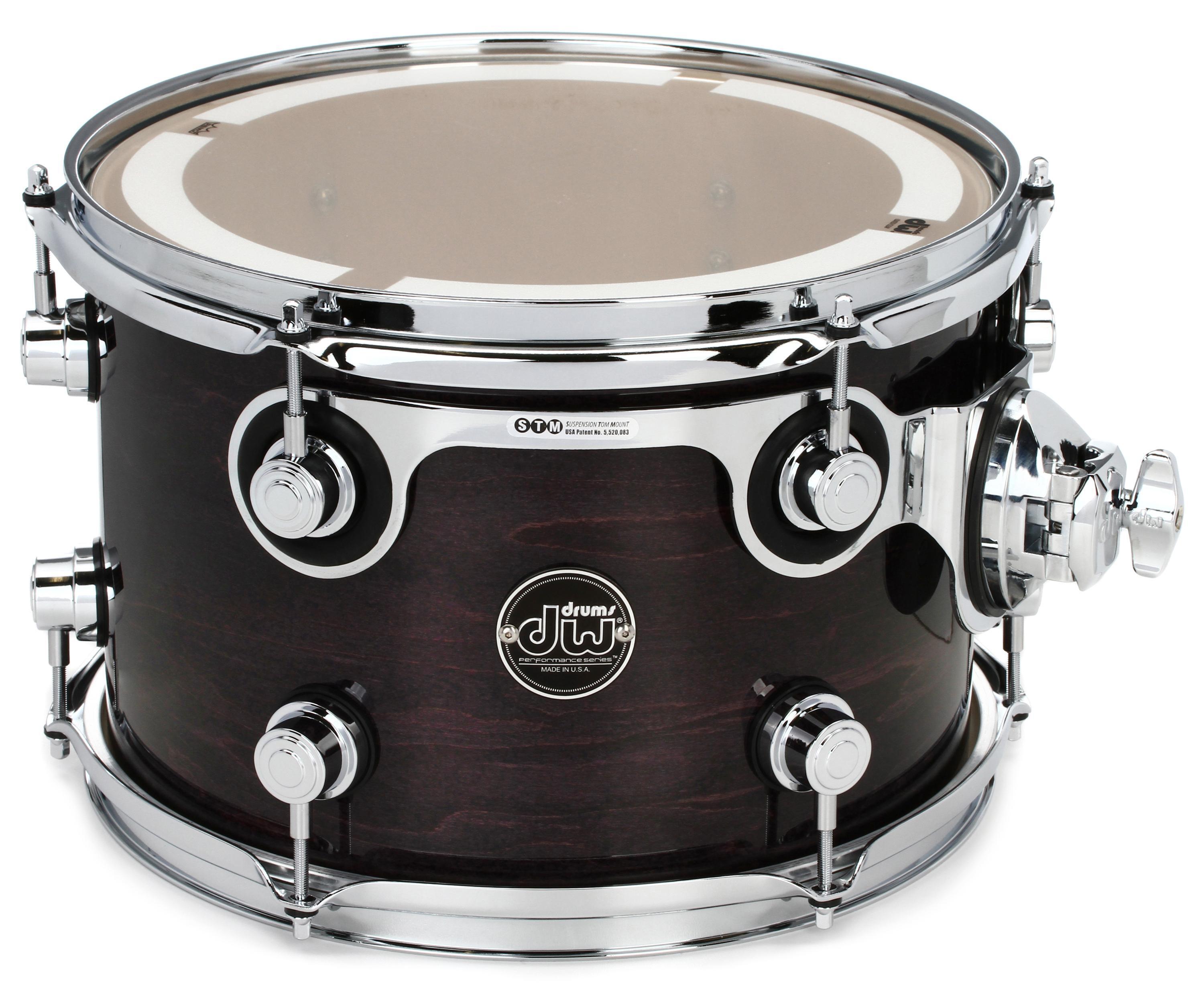DW Performance Series Mounted Tom - 8 x 12 inch - Ebony Stain Lacquer ...