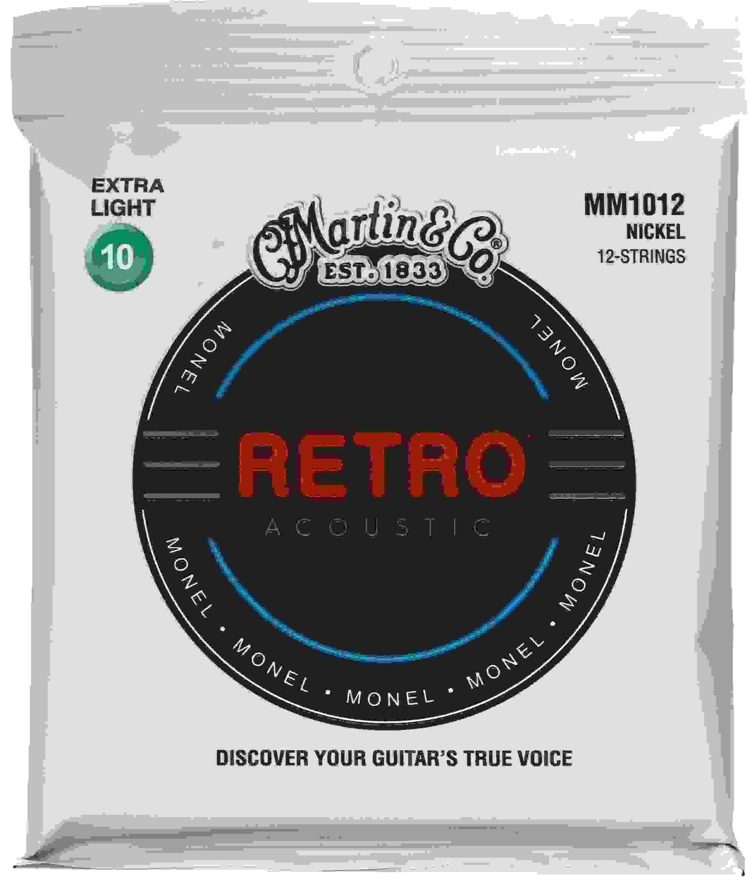 Martin MM1012 Retro Acoustic Guitar Strings - .010-.047 Extra Light 12 ...
