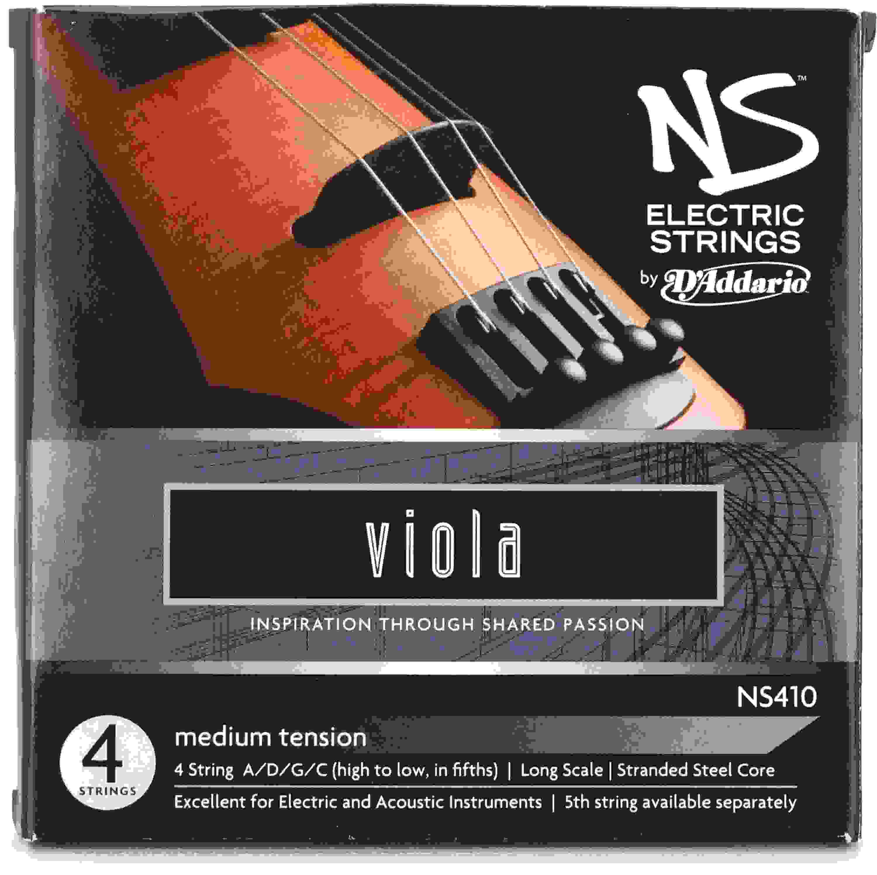 D'Addario NS410 Electric Viola String Set - Long Scale (16"-17") | Sweetwater