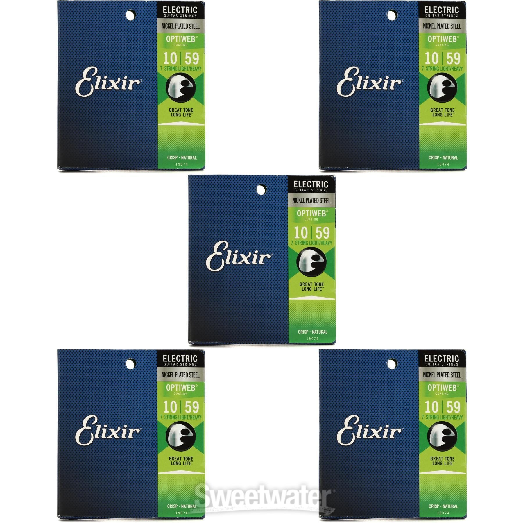 Elixir Strings 19074 Optiweb Electric Guitar Strings - .010-.059 Light ...