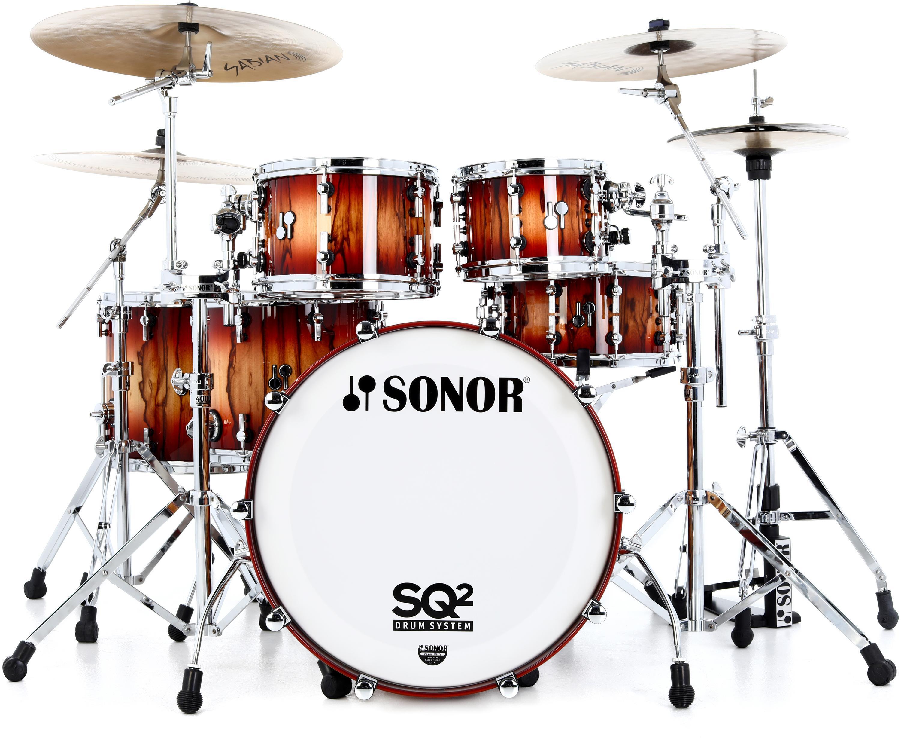 Sonor SQ2 6-piece Shell Pack - Red Burst over African Marble | Sweetwater