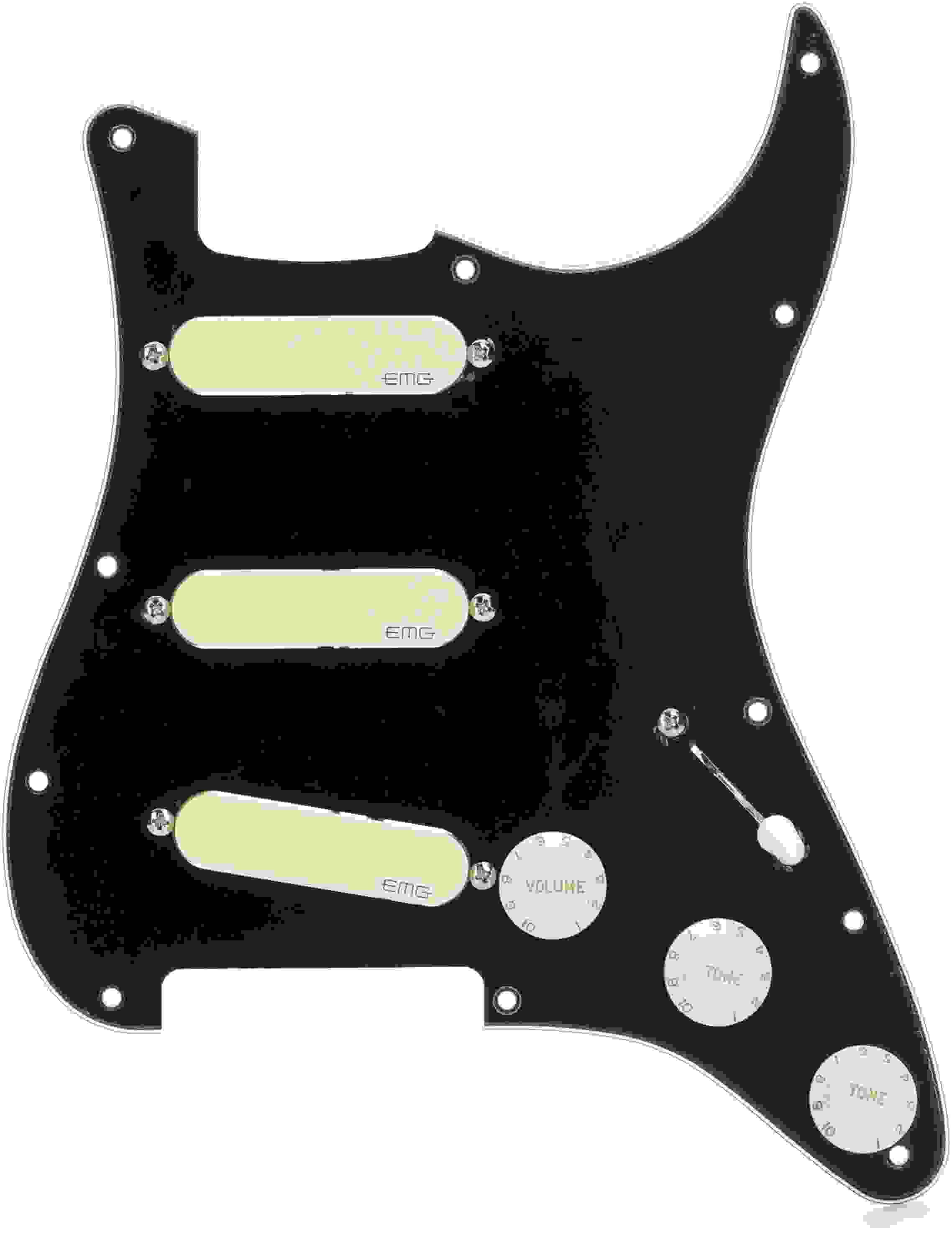 EMG DG20 David Gilmour Prewired Pickguard - Black with Ivory Pickups ...