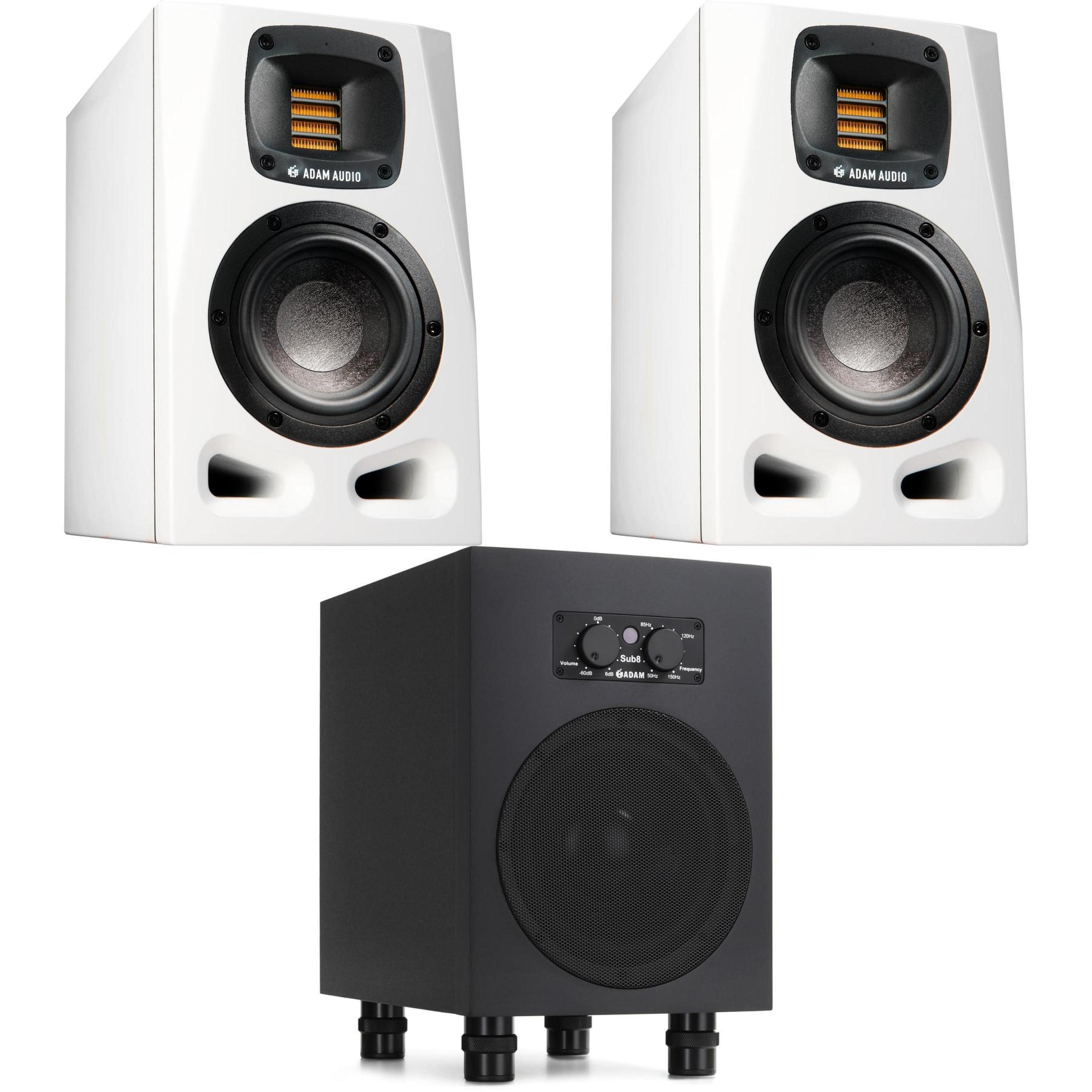 ADAM Audio A4V White 4-inch Powered Studio Monitor Pair with Sub8 8.5 ...
