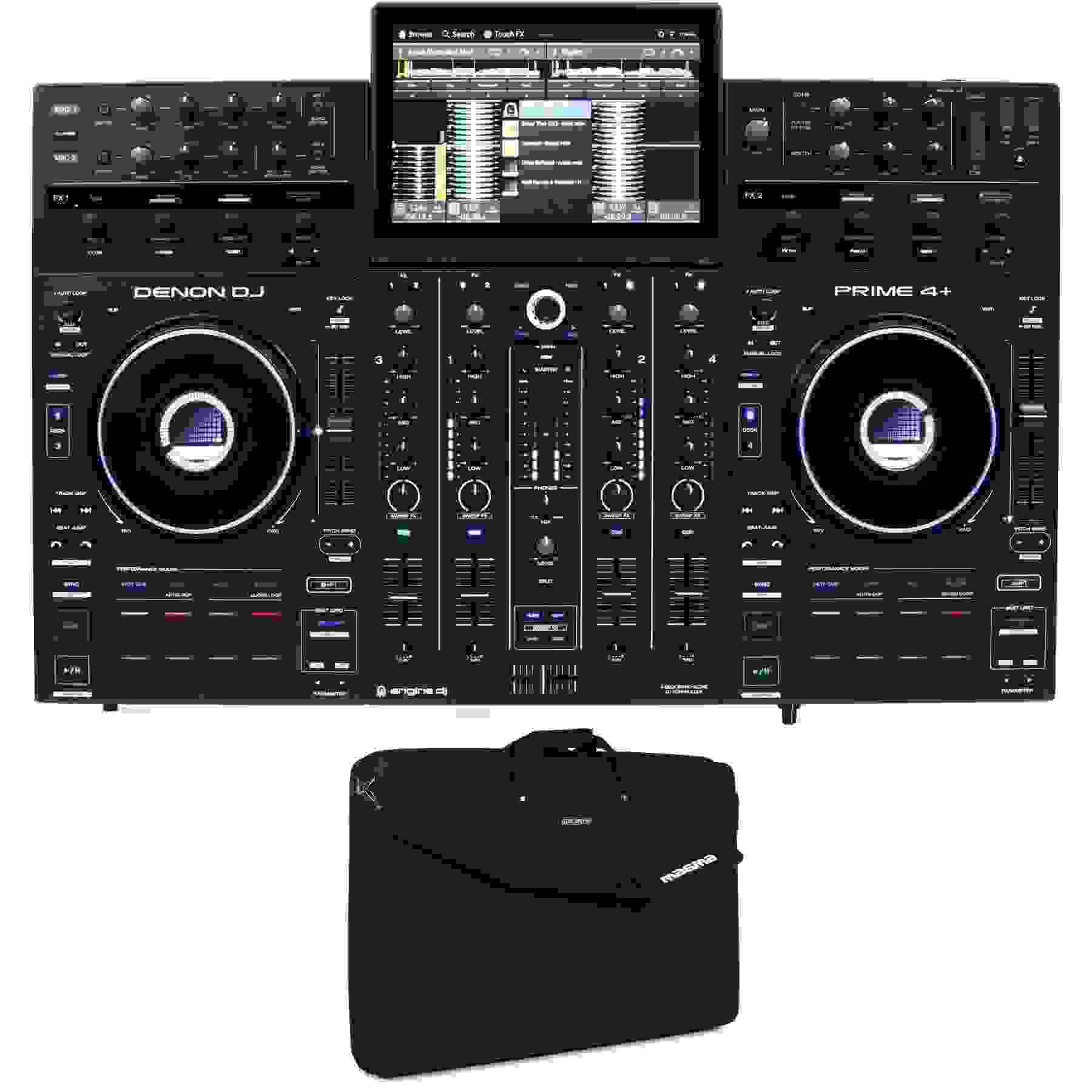 Denon DJ Prime 4+ 4-deck Standalone DJ System with Carrying Case ...