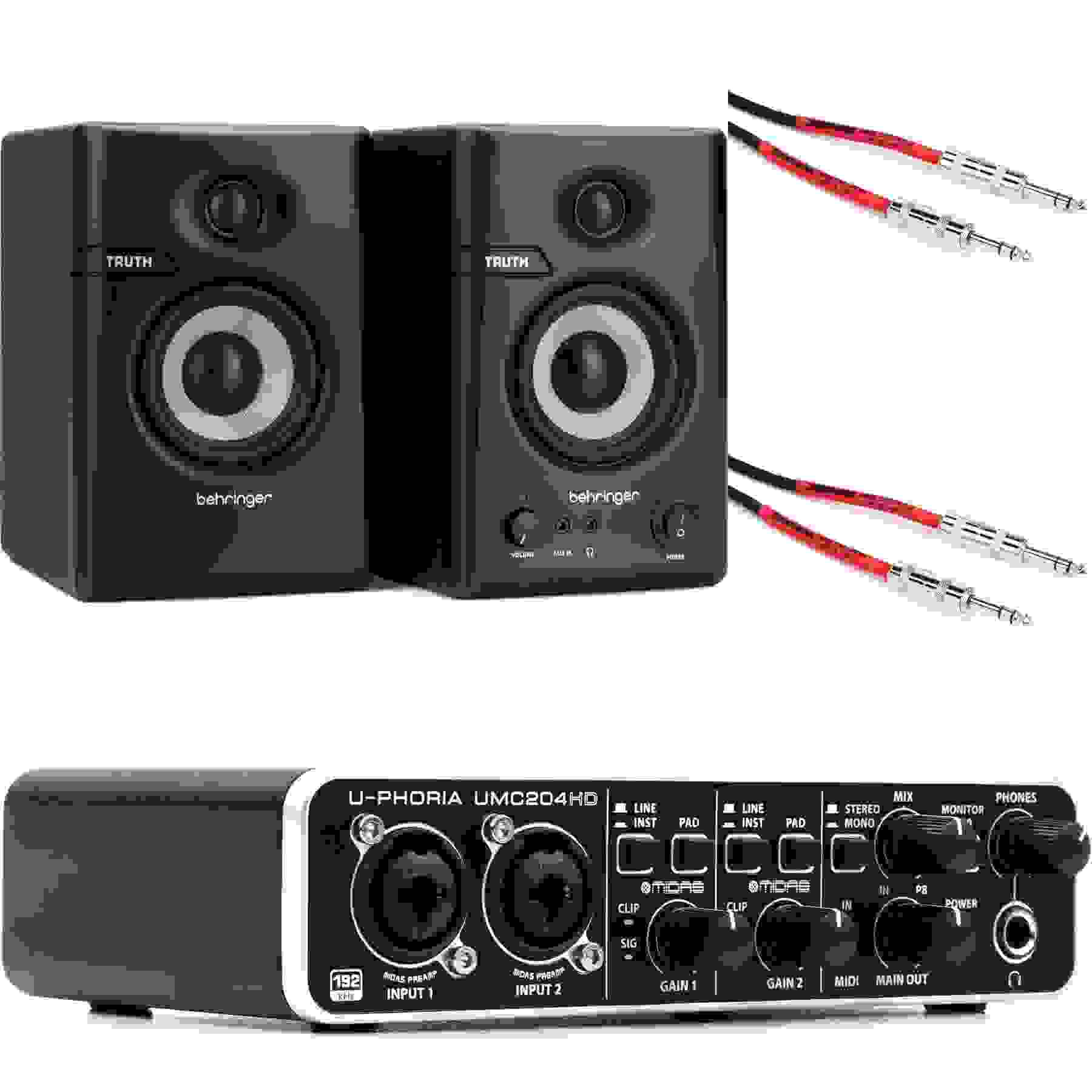Behringer U-Phoria UMC204HD USB Audio Interface and Speaker Bundle ...