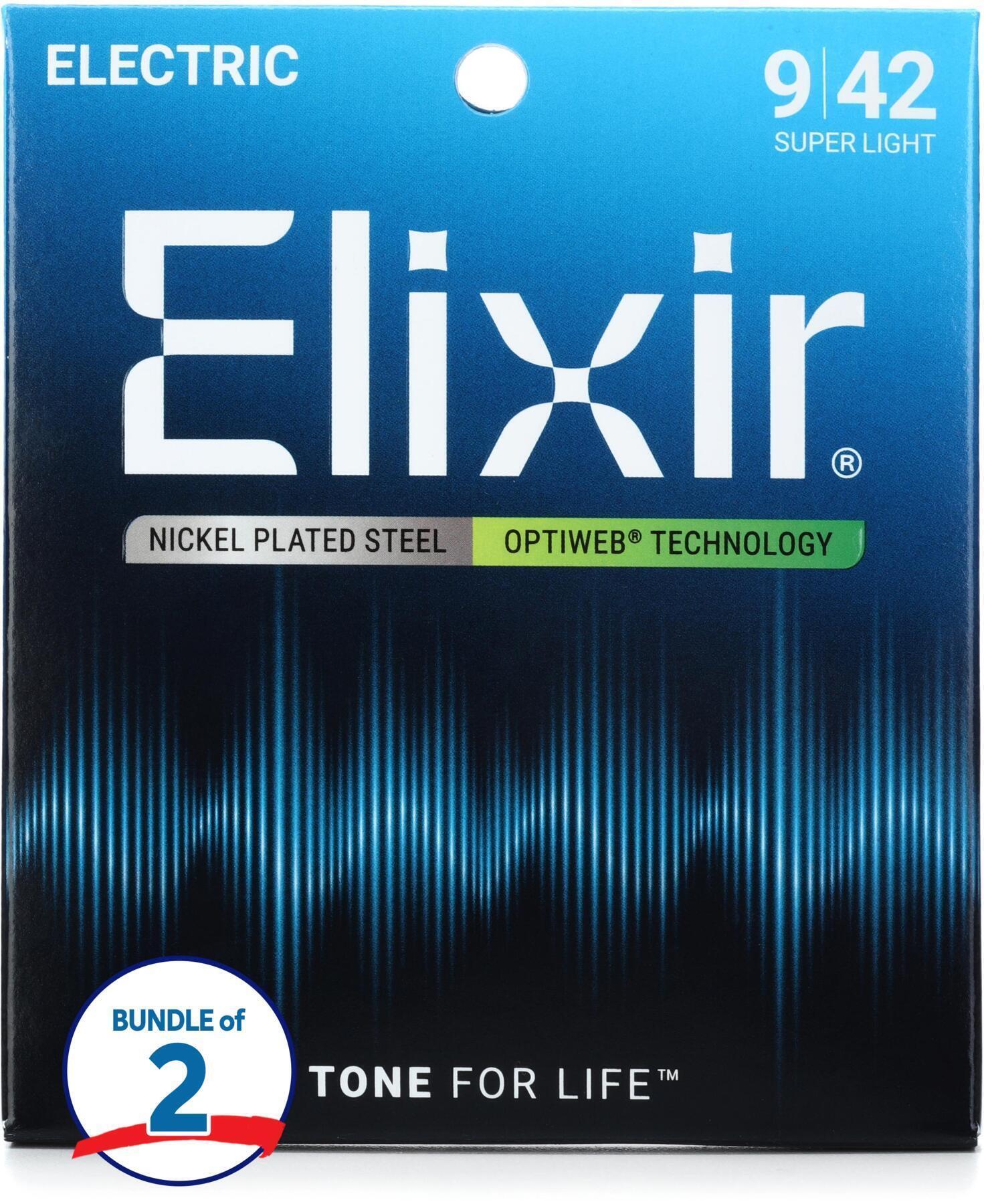 Elixir Strings 19002 Optiweb Electric Guitar Strings - .009-.042 Super Light (2-pack) | Sweetwater