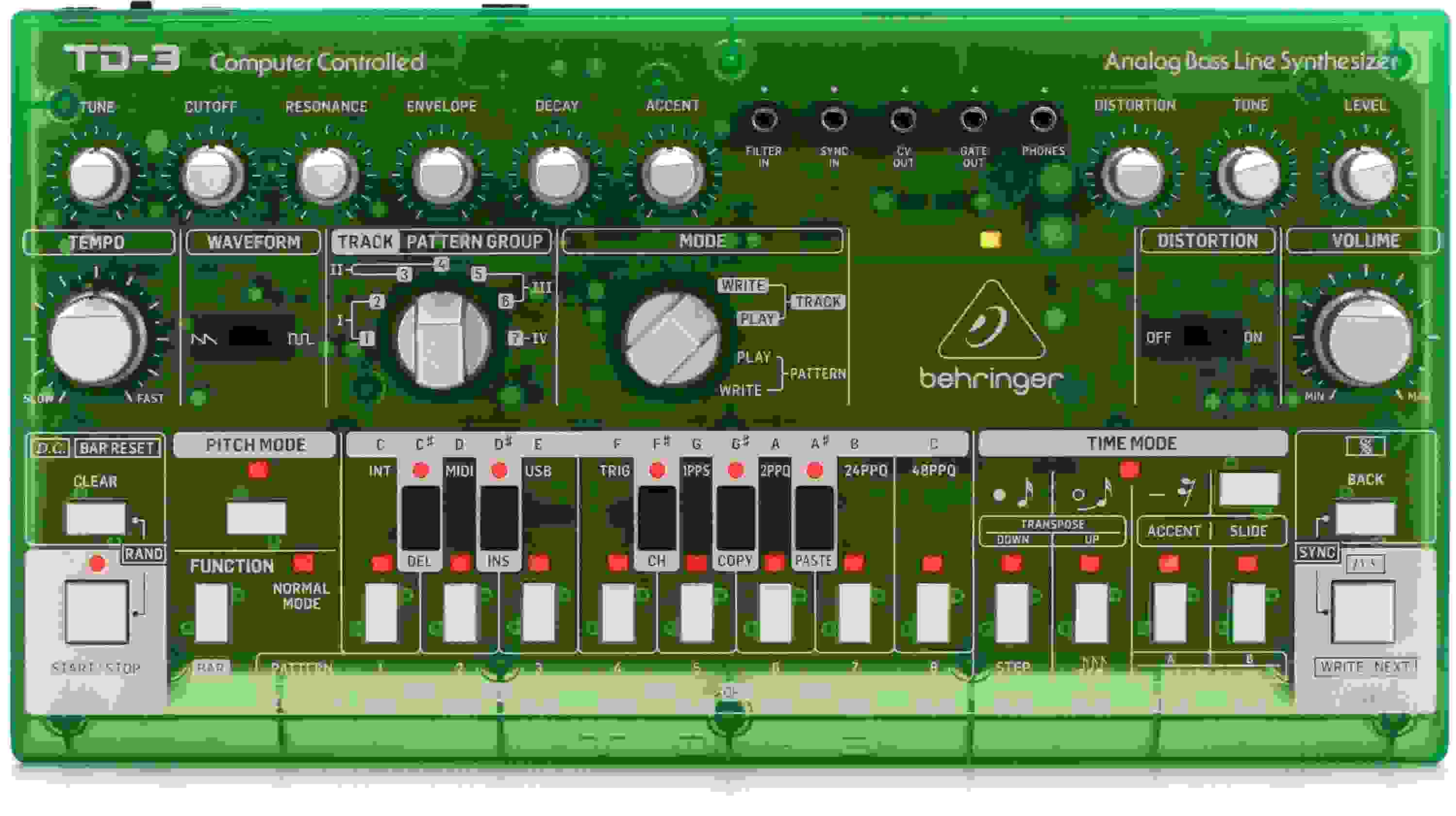 Behringer TD-3-LM Analog Bass Line Synthesizer - Lime | Sweetwater