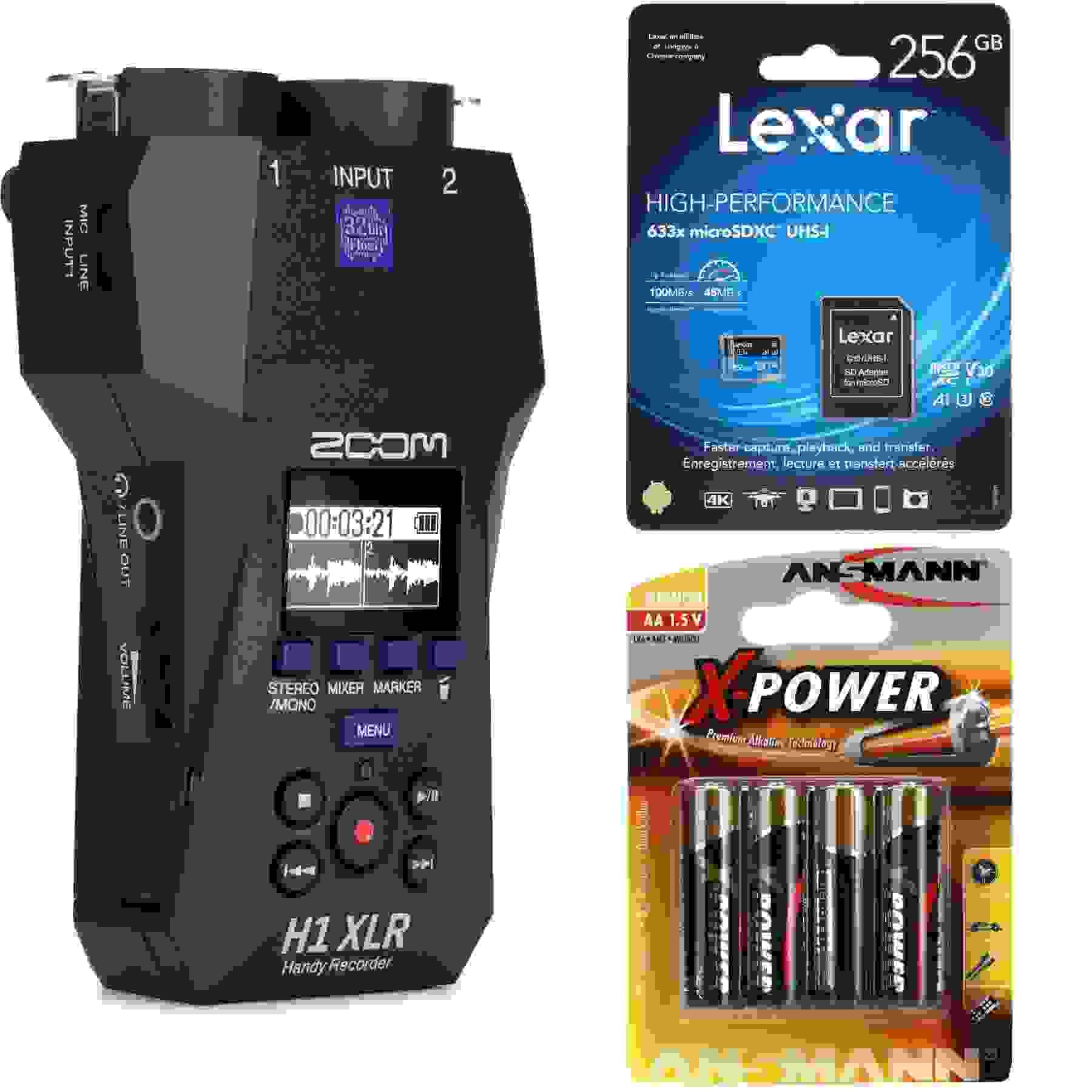 Zoom H1 XLR Portable Recorder with MicroSDXC Card and Batteries ...