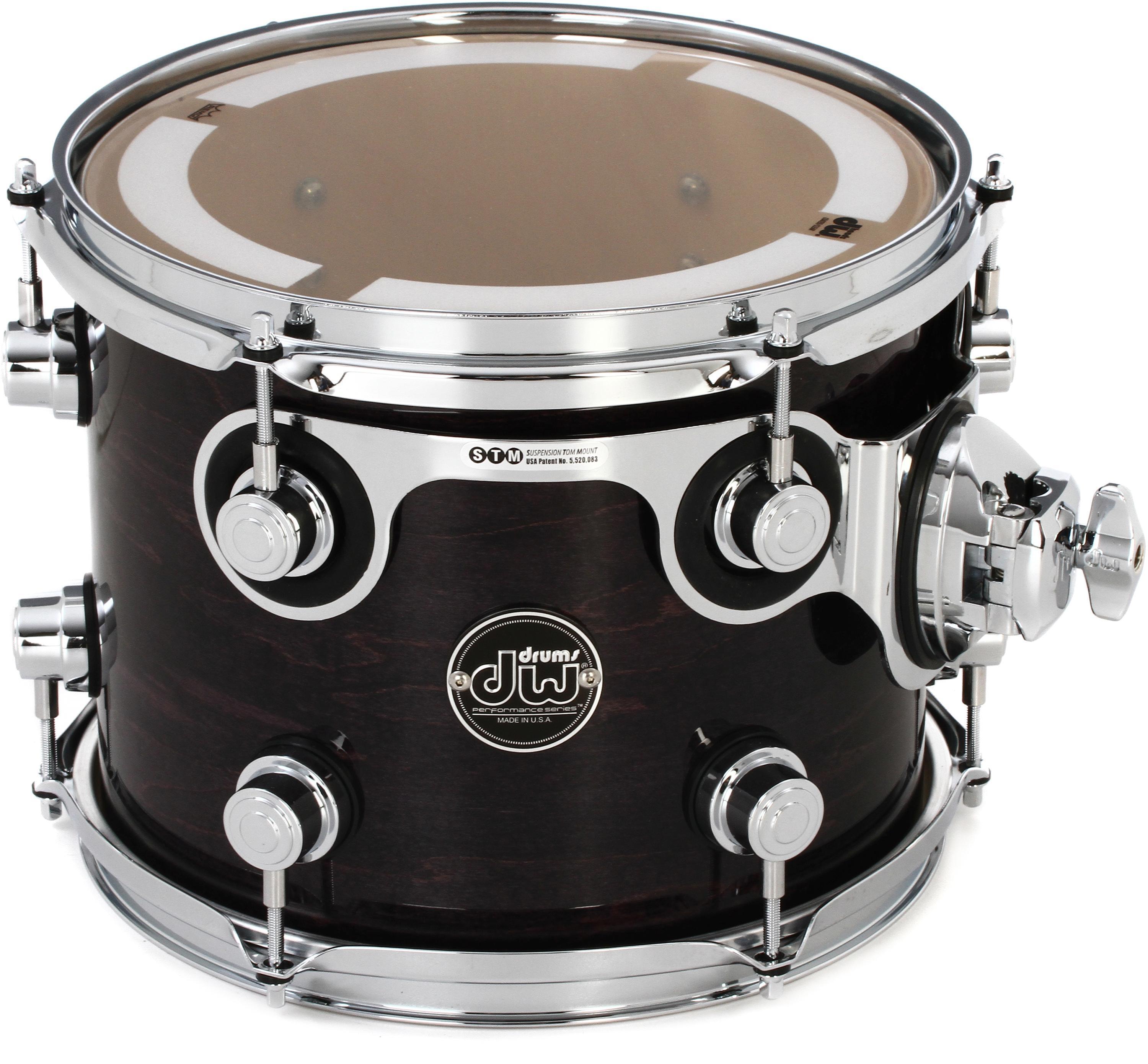 DW Performance Series Mounted Tom - 8 x 10 inch - Ebony Stain Lacquer ...
