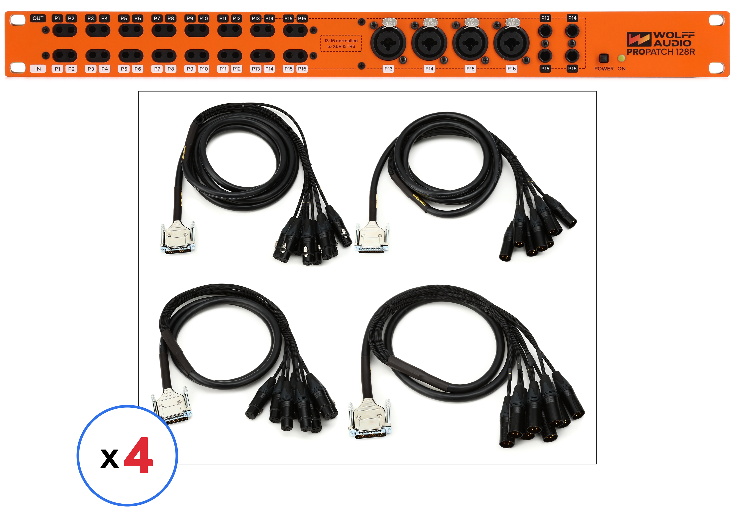 Wolff Audio ProPatch 128R Patchbay with Cable Snakes | Sweetwater