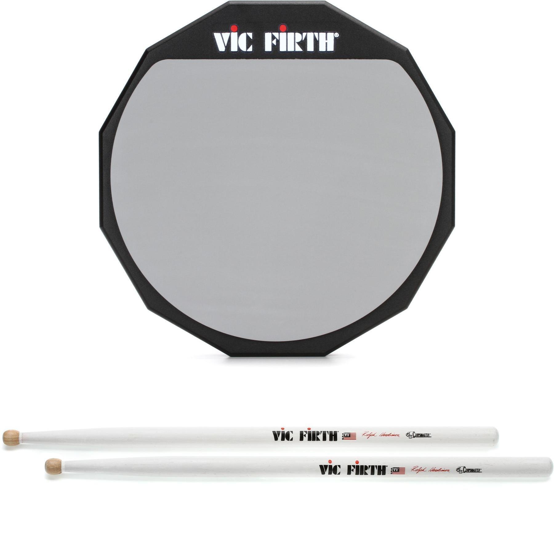 Vic Firth Double Sided 12" Practice Pad with Marching Sticks | Sweetwater