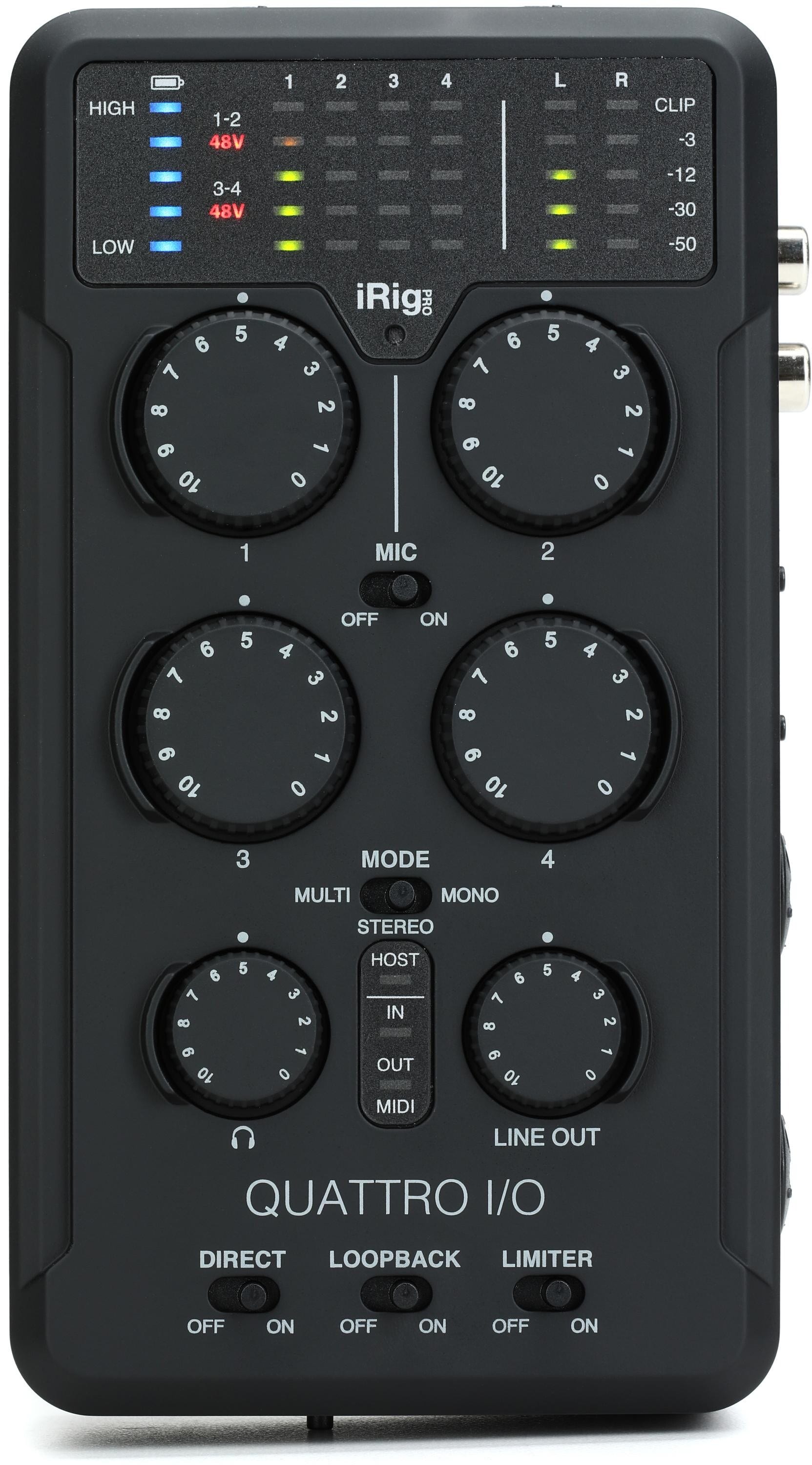 IK Multimedia iRig Pro Quattro I/O 4x2 USB-A Field Recording Interface ...