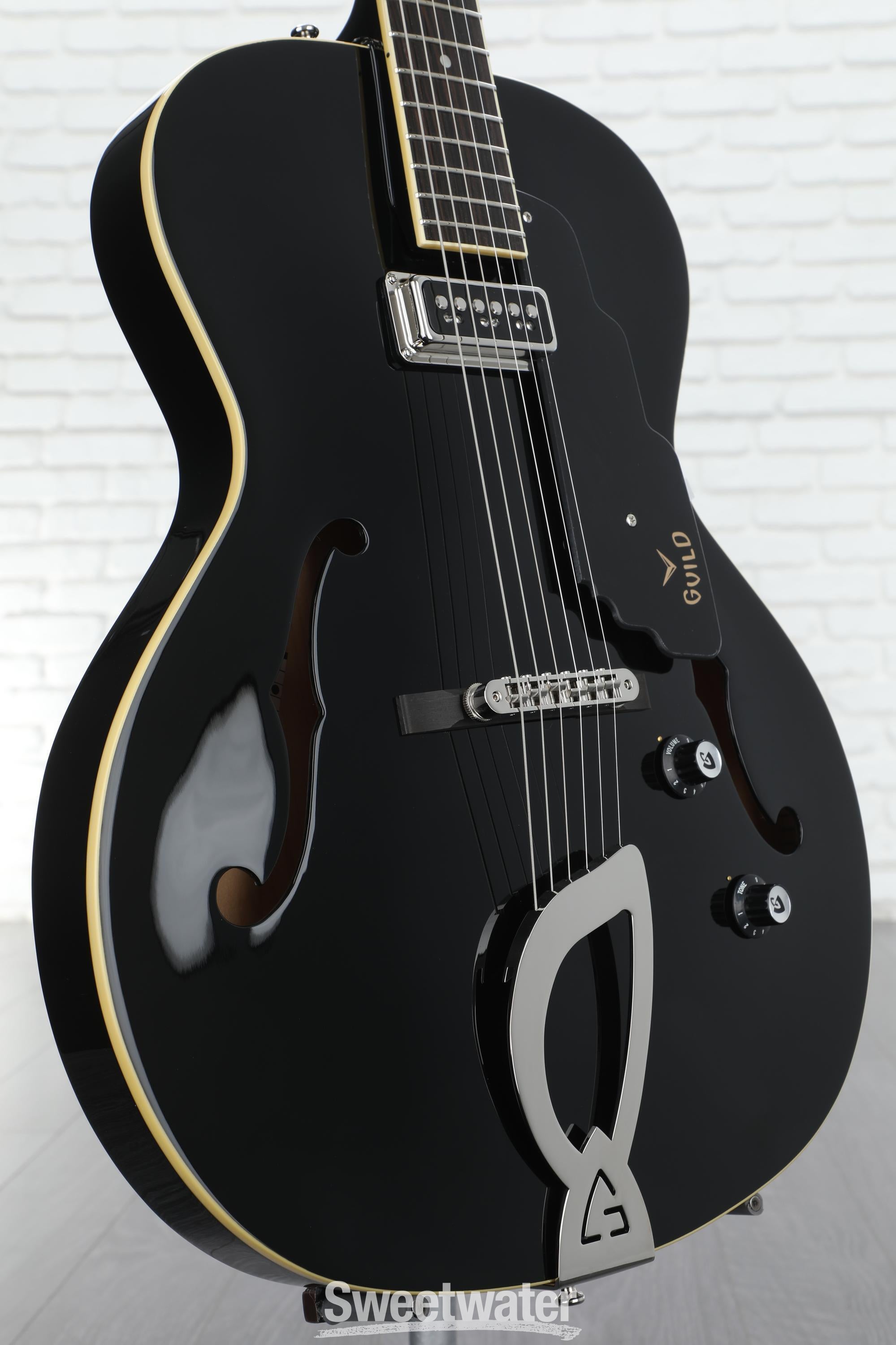Guild T-50 Slim Dynasonic Hollowbody Guitar - Black | Sweetwater