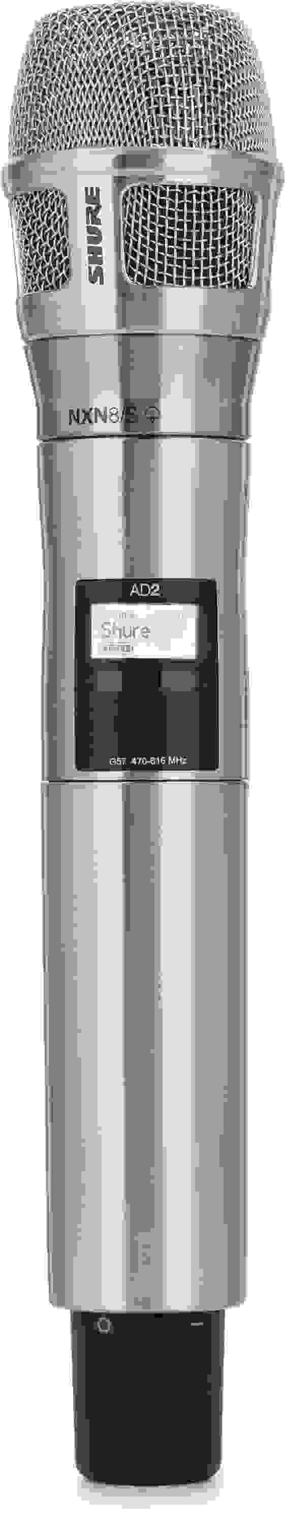 Shure AD2/N8S Wireless Handheld Microphone Transmitter - Nickel | Sweetwater