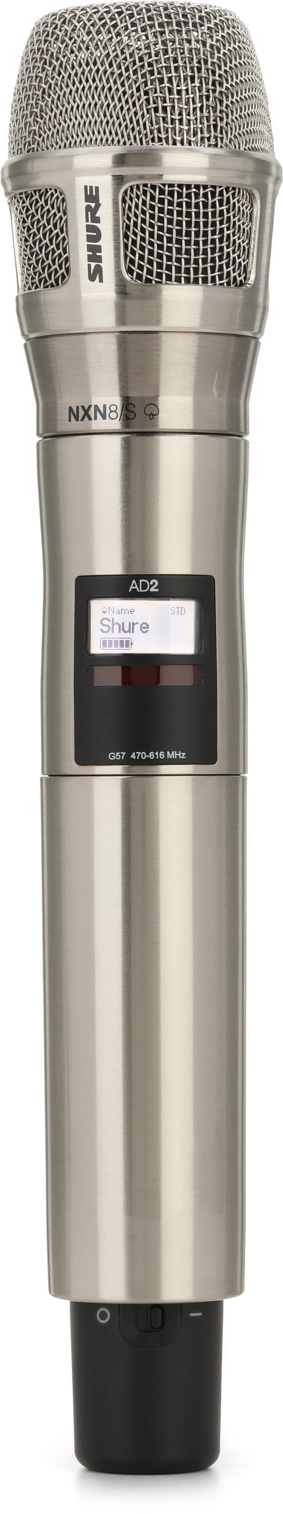 Shure AD2/N8S Wireless Handheld Microphone Transmitter - Nickel | Sweetwater