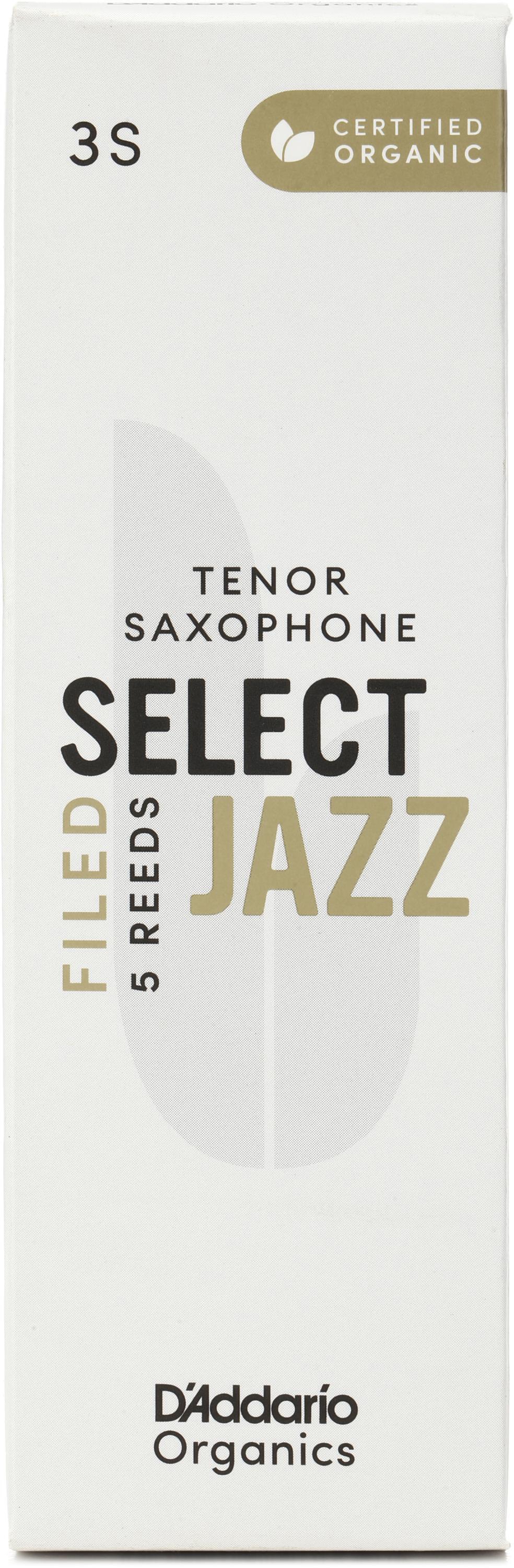 D'Addario Organics Select Jazz Filed Tenor Saxophone Reeds - 3 Soft (5 ...