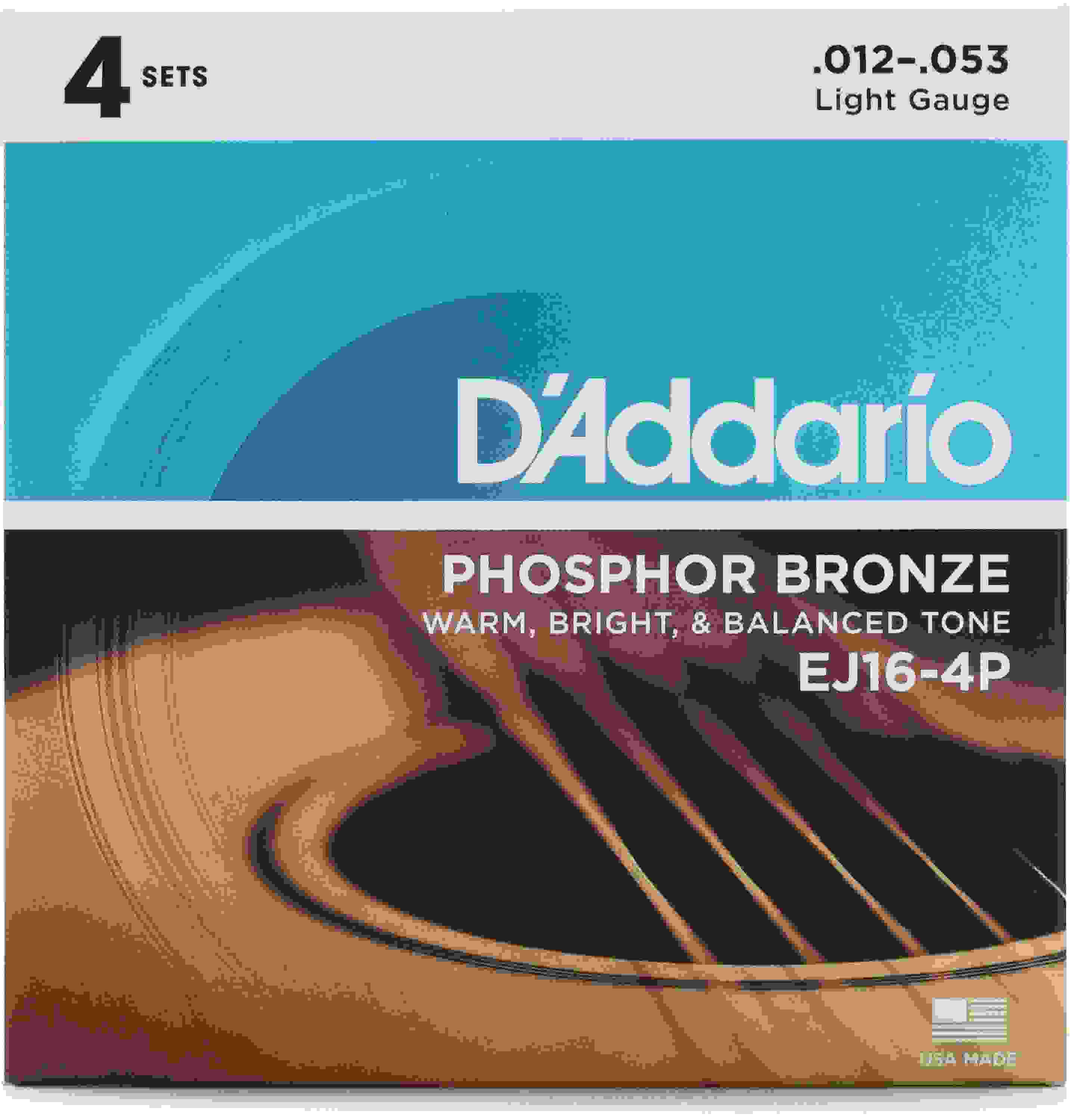 D'Addario EJ16 Phosphor Bronze Acoustic Guitar Strings - .012-.053 ...
