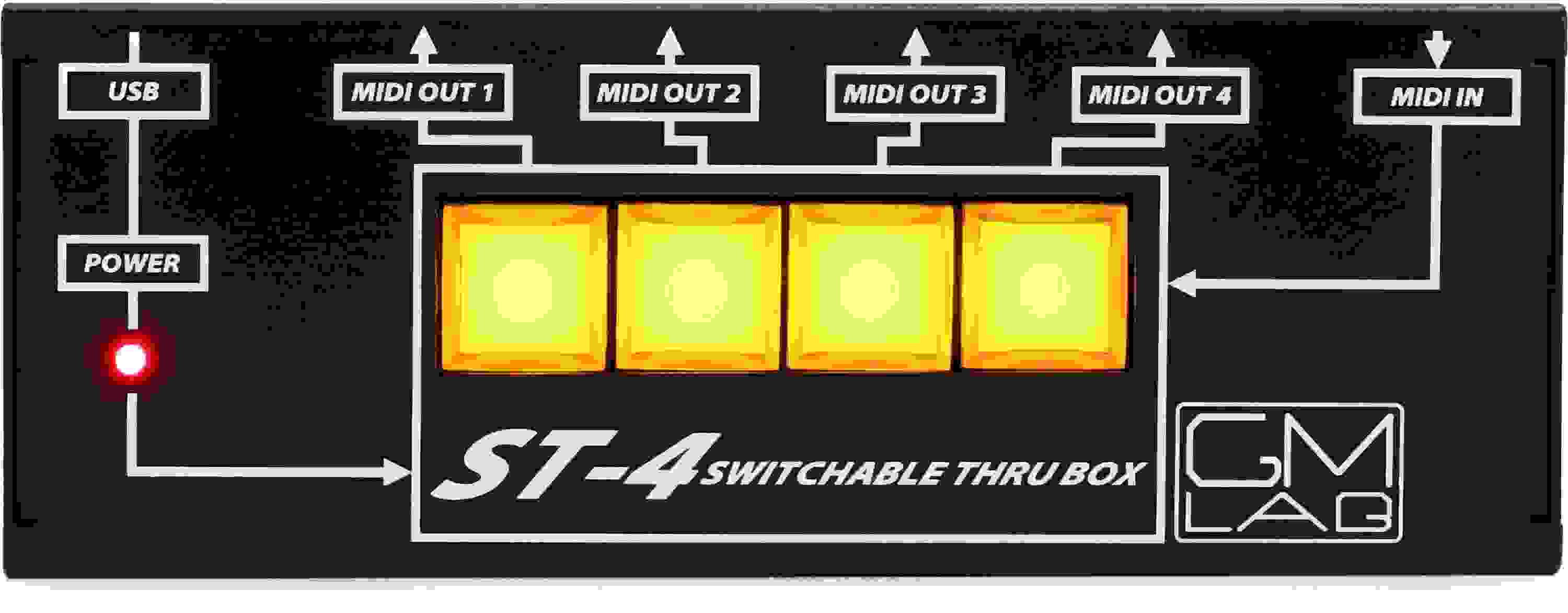 Crumar ST4 4-port Switchable MIDI Thru Box | Sweetwater