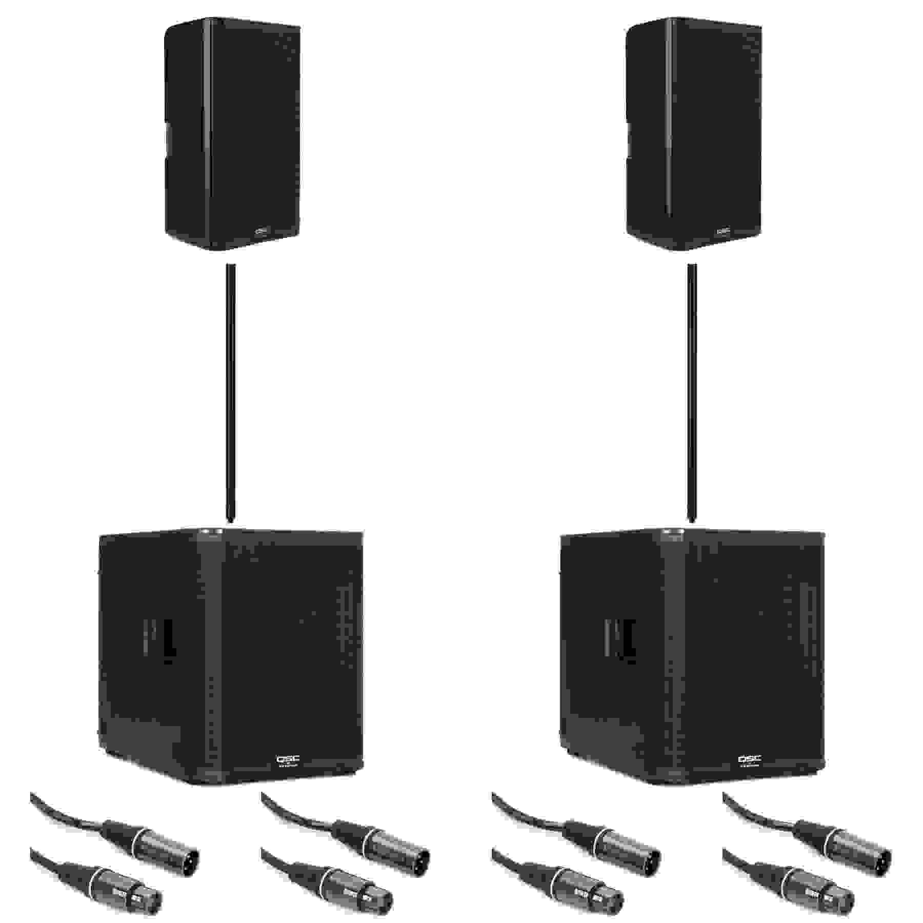 QSC K12.2 12 inch Powered Speaker and KS118 18 inch Powered Subwoofer ...