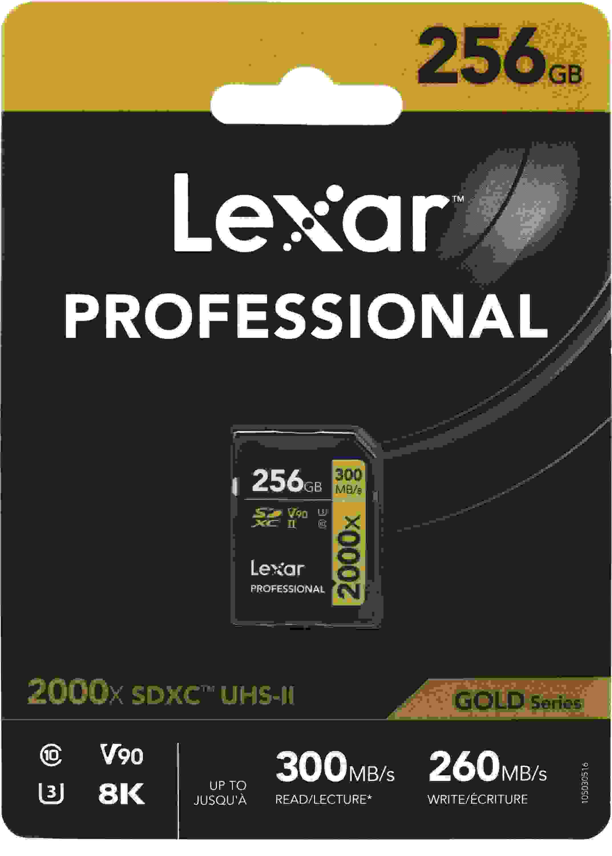 Lexar Professional 2000x SDHC/SDXC UHS-II Card Gold Series - 256GB, UHS ...
