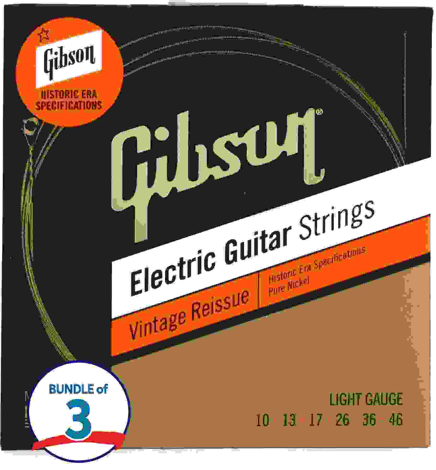 Gibson Accessories SEG-HVR10 Vintage Reissue Electric Guitar Strings (3 ...