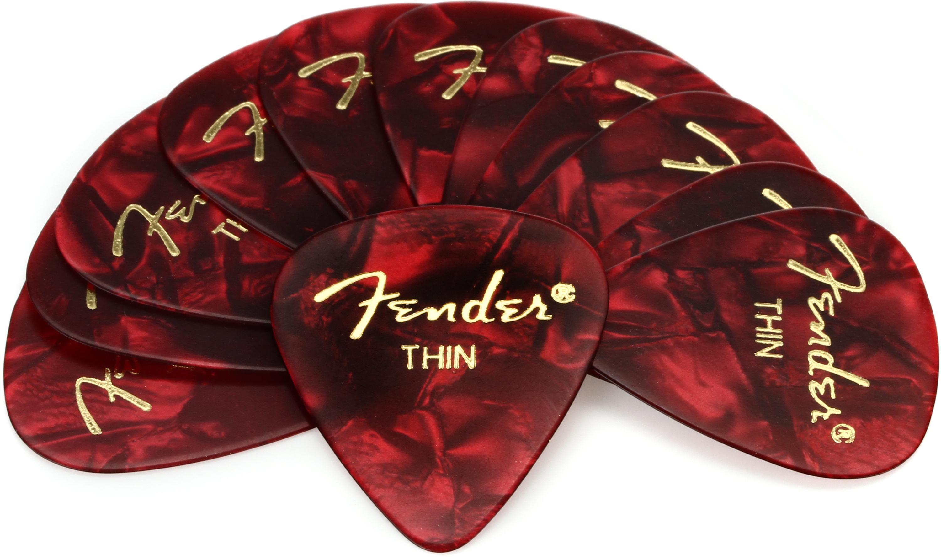 Fender 351 Shape Premium Celluloid Picks - Thin Red Moto 12-pack ...