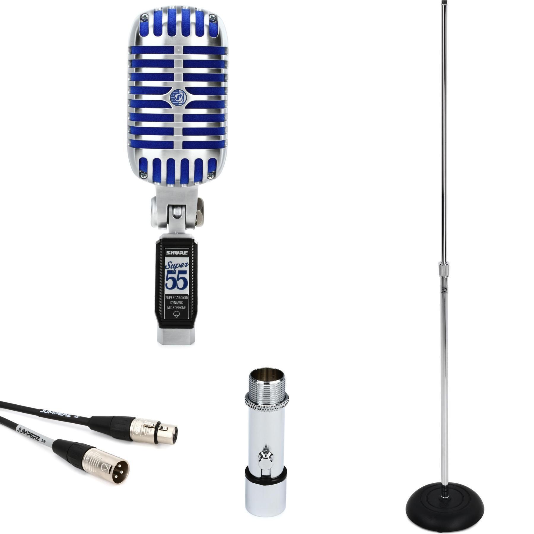 Shure Super 55 Deluxe Supercardioid Dynamic Vocal Microphone and Stand ...