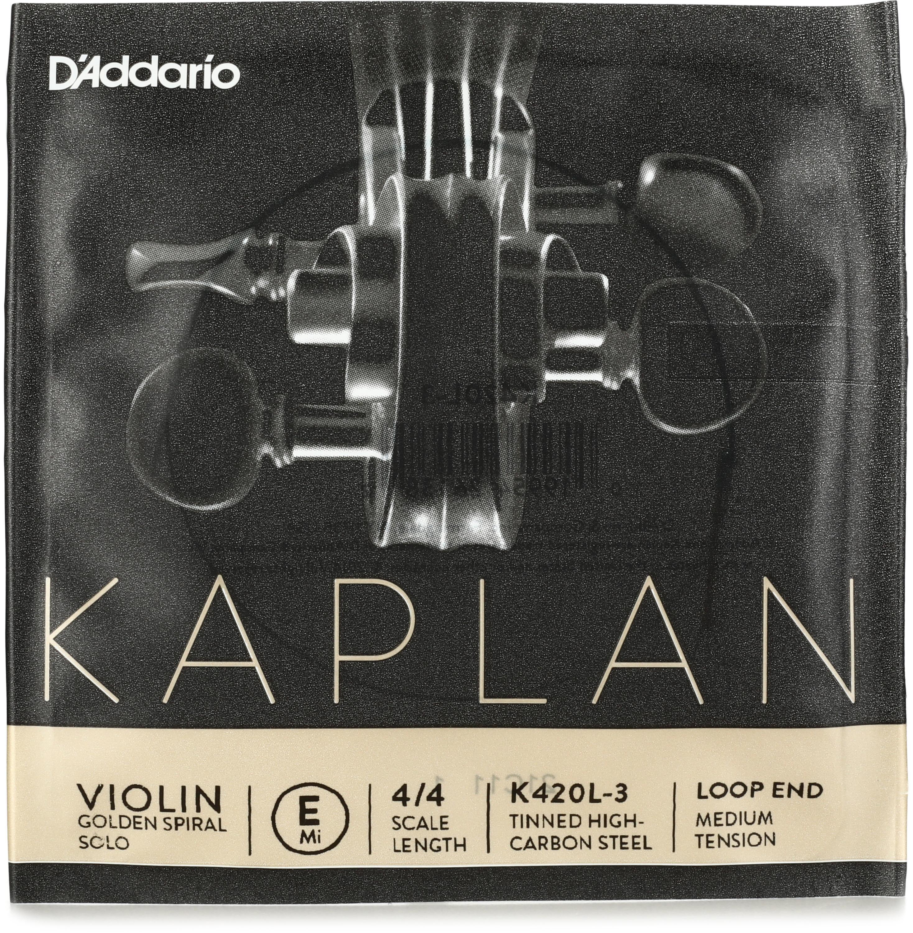 D'Addario K420L-3 Kaplan Violin E String - 4/4 Size, Steel with Loop ...