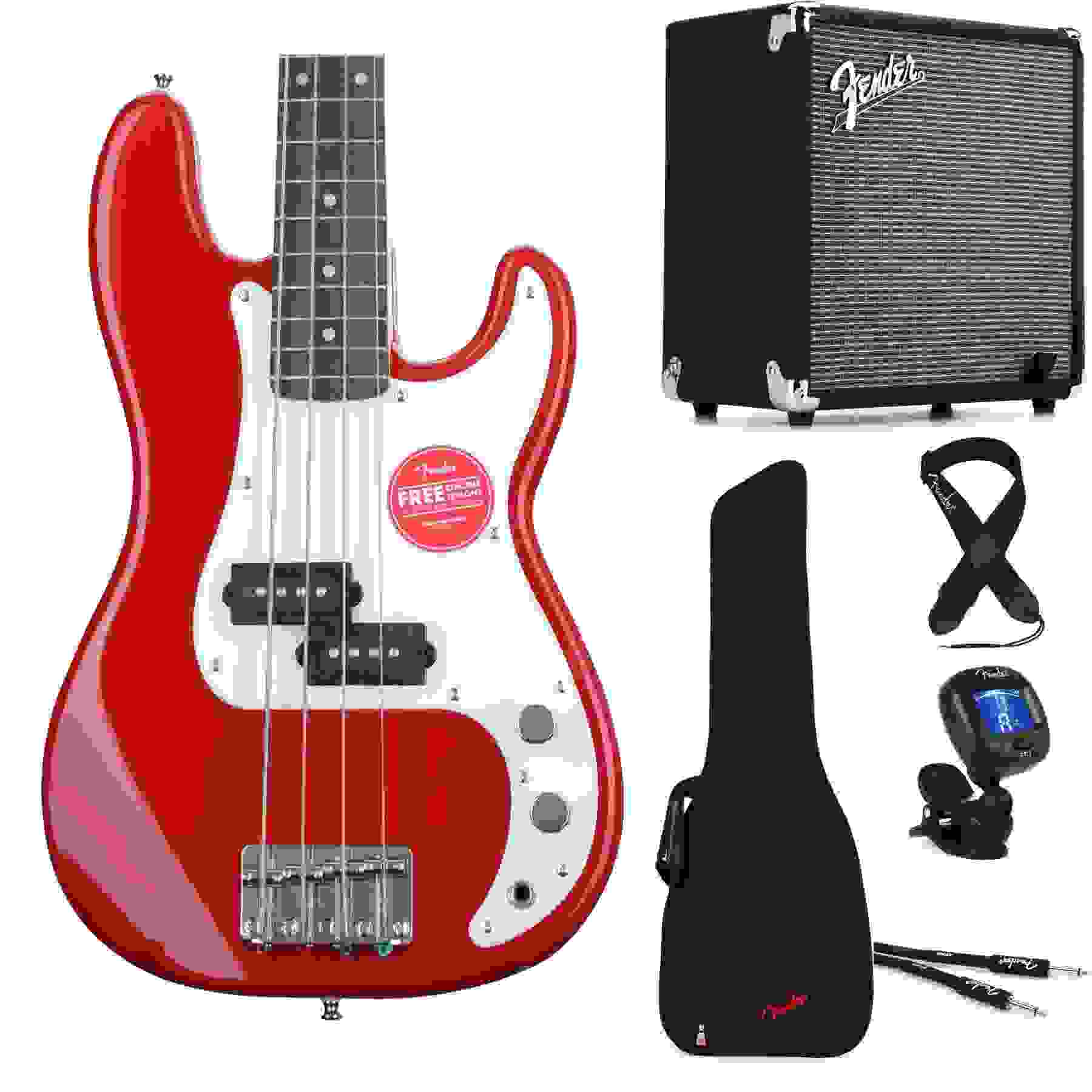Squier Mini Precision Bass Electric Bass And Fender Rumble 15 Amp
