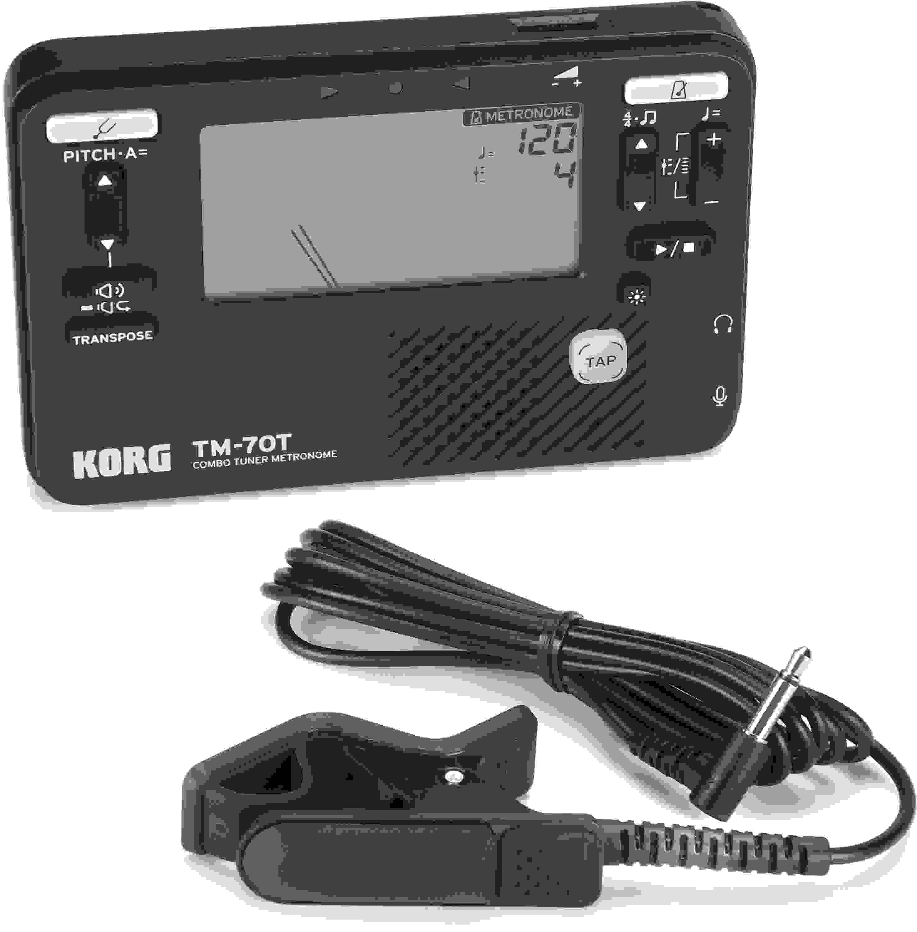 Korg TM-70C Tuner and Metronome with Contact Microphone - Black ...